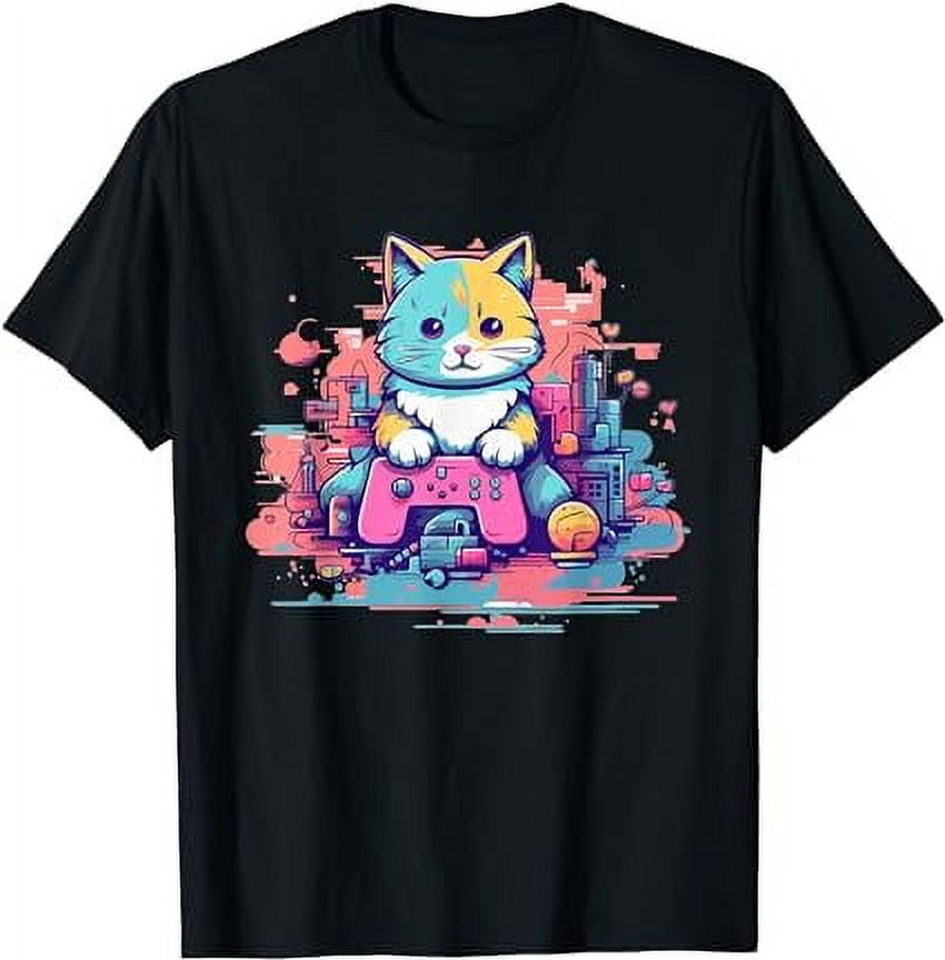 Gaming kitty with gamepad kawaii cute gamer cat T-Shirt - Walmart.com