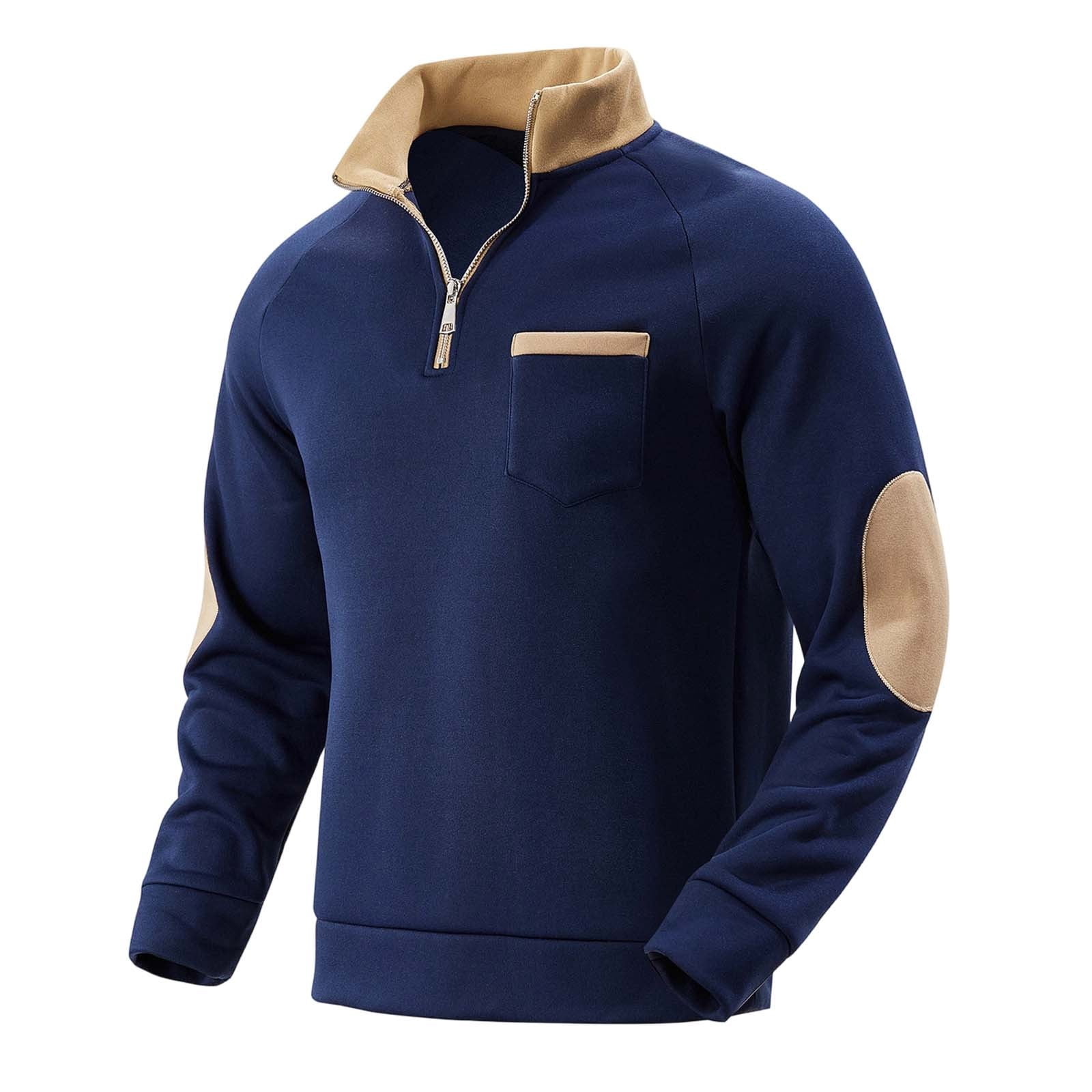Gamivast 1/4 Zip Pullover Mens Color Block Loose Fit Raglan Long Sleeve ...