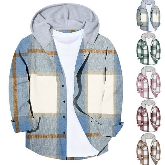 HNMKIU Boys Flannel Shacket Lapel Long Sleeve Button Down Plaid Top ...