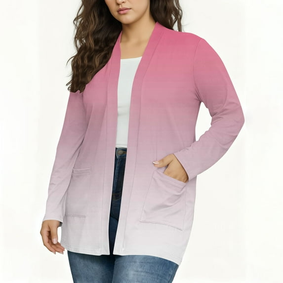 Gamivast Cardigan for Women Plus Size Gradient Open Front Soft Casual ...