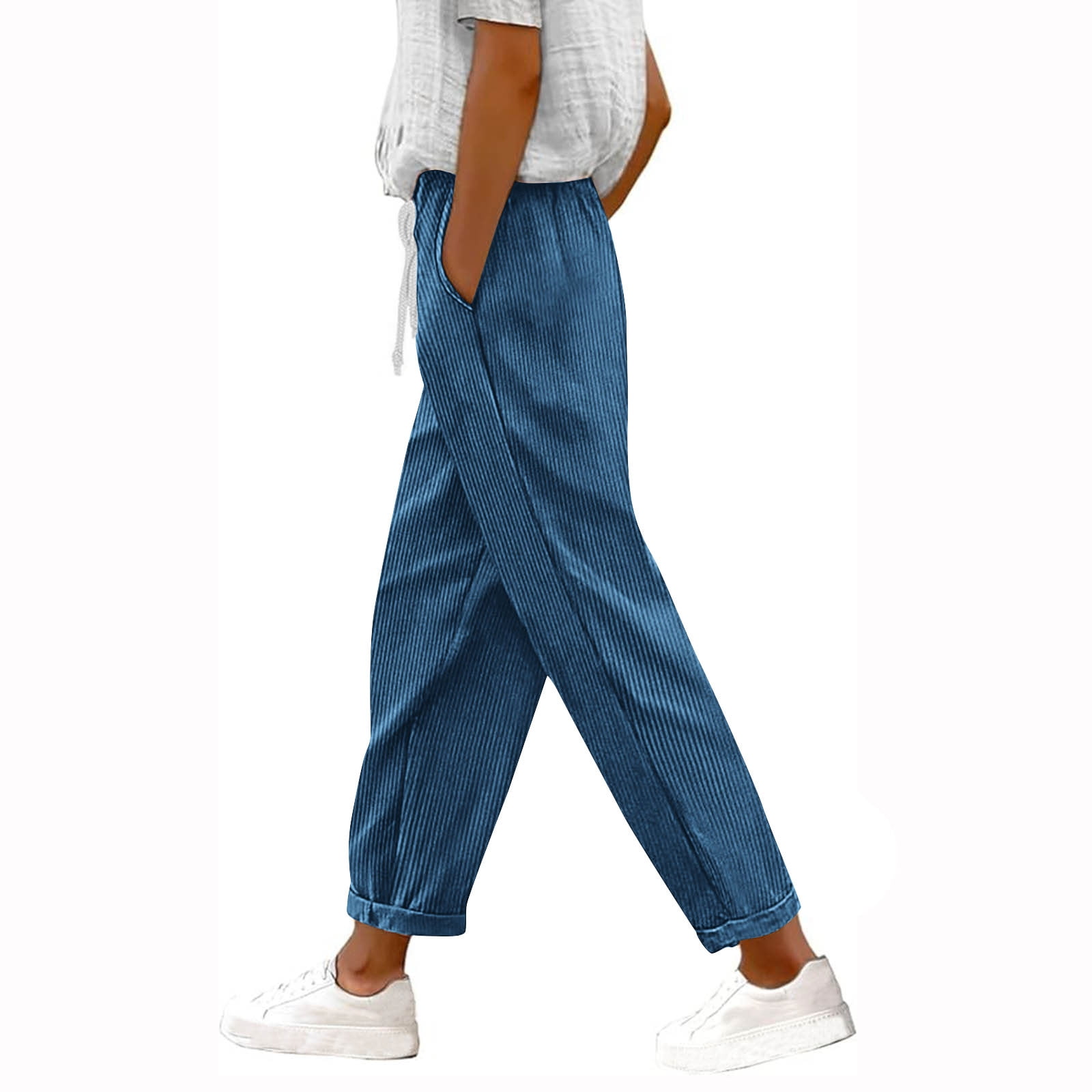 Gamivast Casual Ribbed Pants for Women Work Business Drawstring High ...