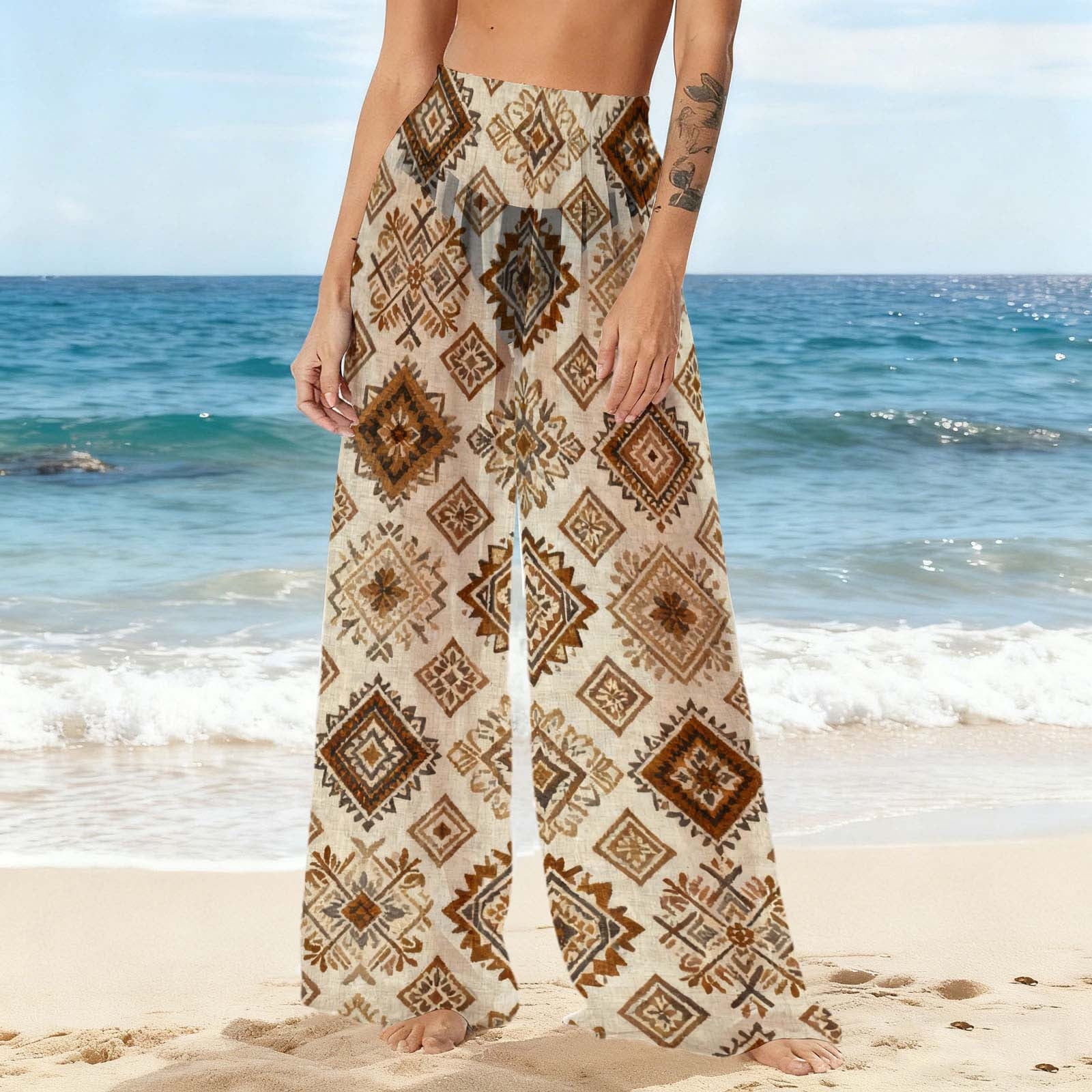 Gamivast Cover up Pants for Swimwear Women Leopard Print Sheer Beach ...