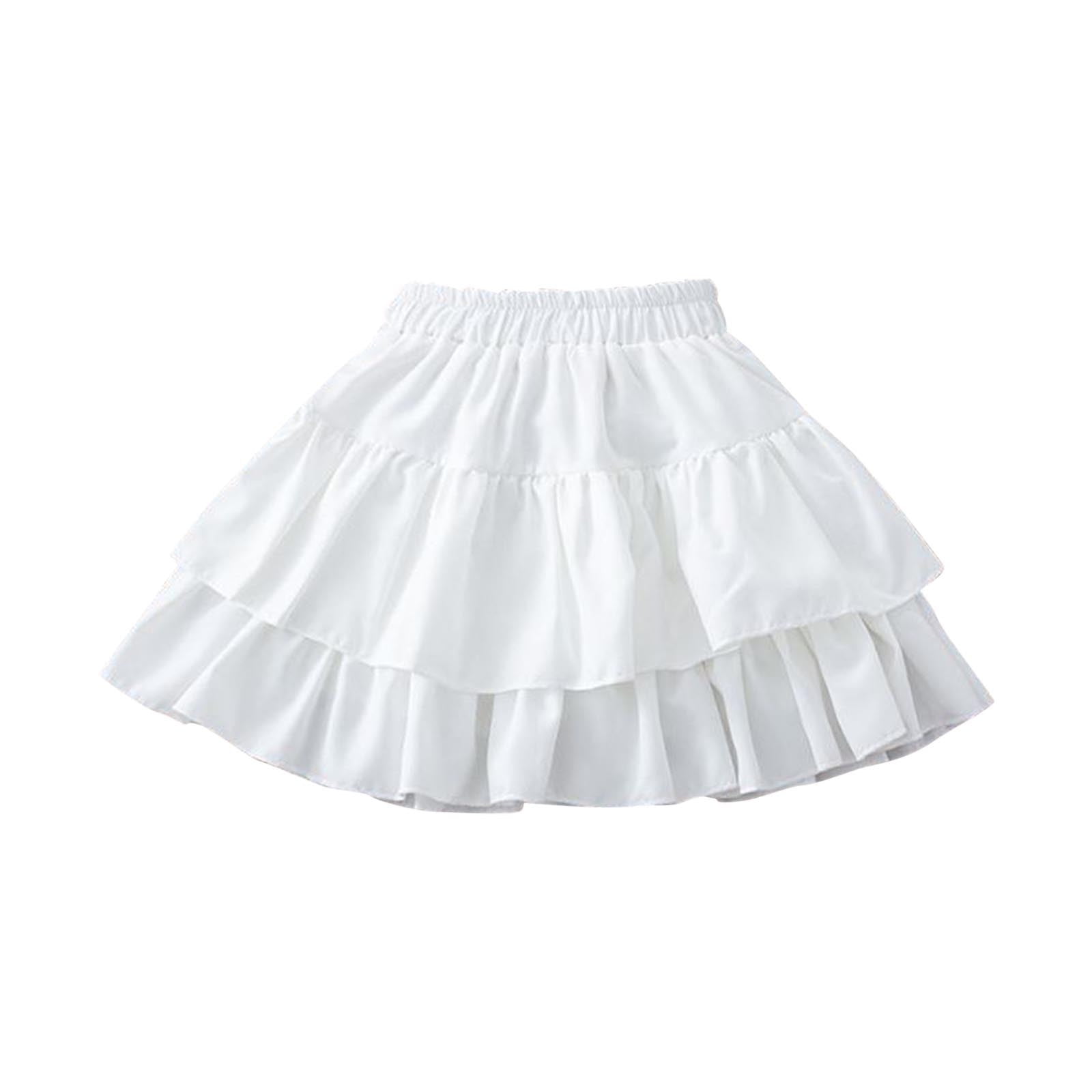 Gamivast Cute Skirts Girl Satin Elastic Waist Layered Skirts Casual ...