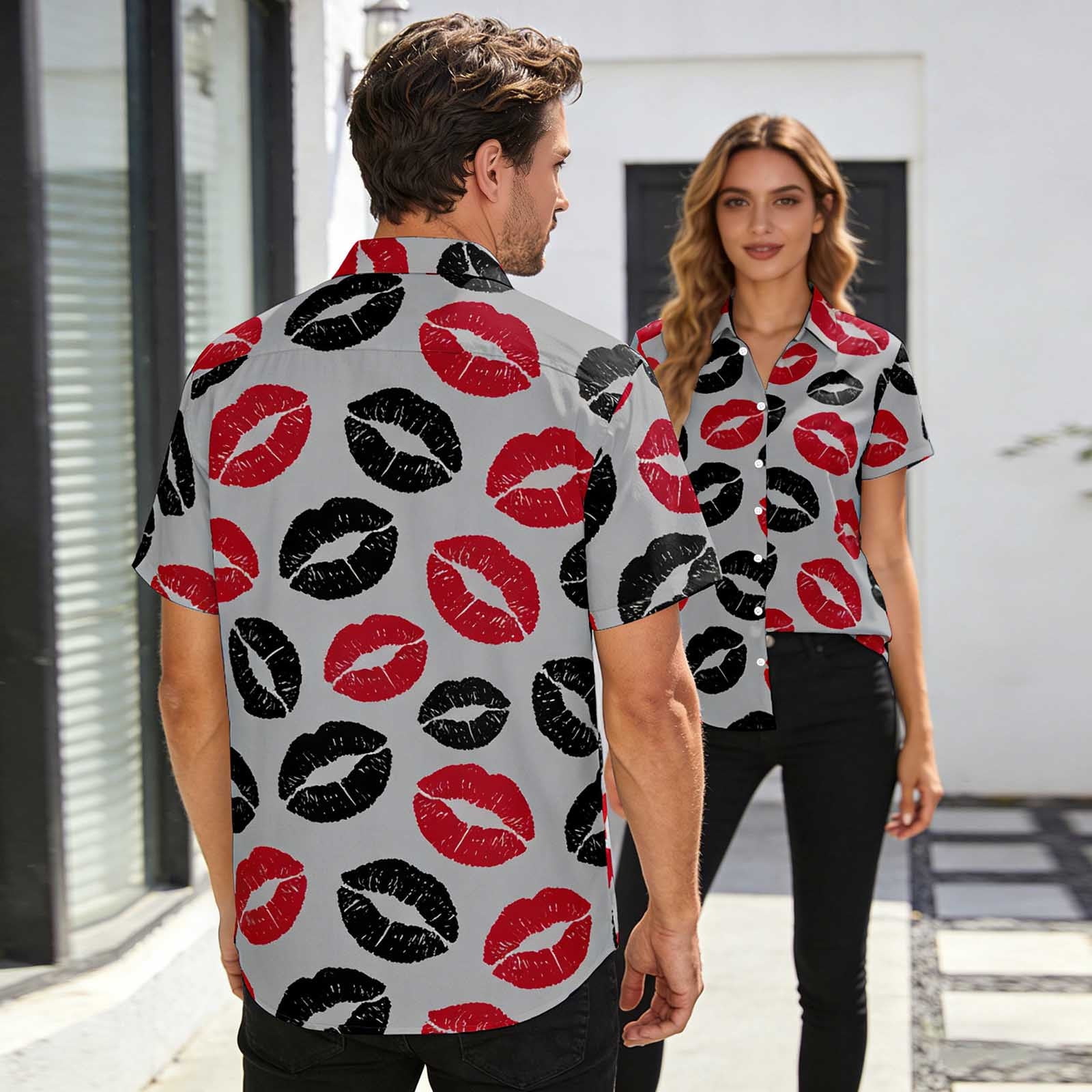 Gamivast Funny Shirts for Men Lip Print relaxed Breathable Button Down ...