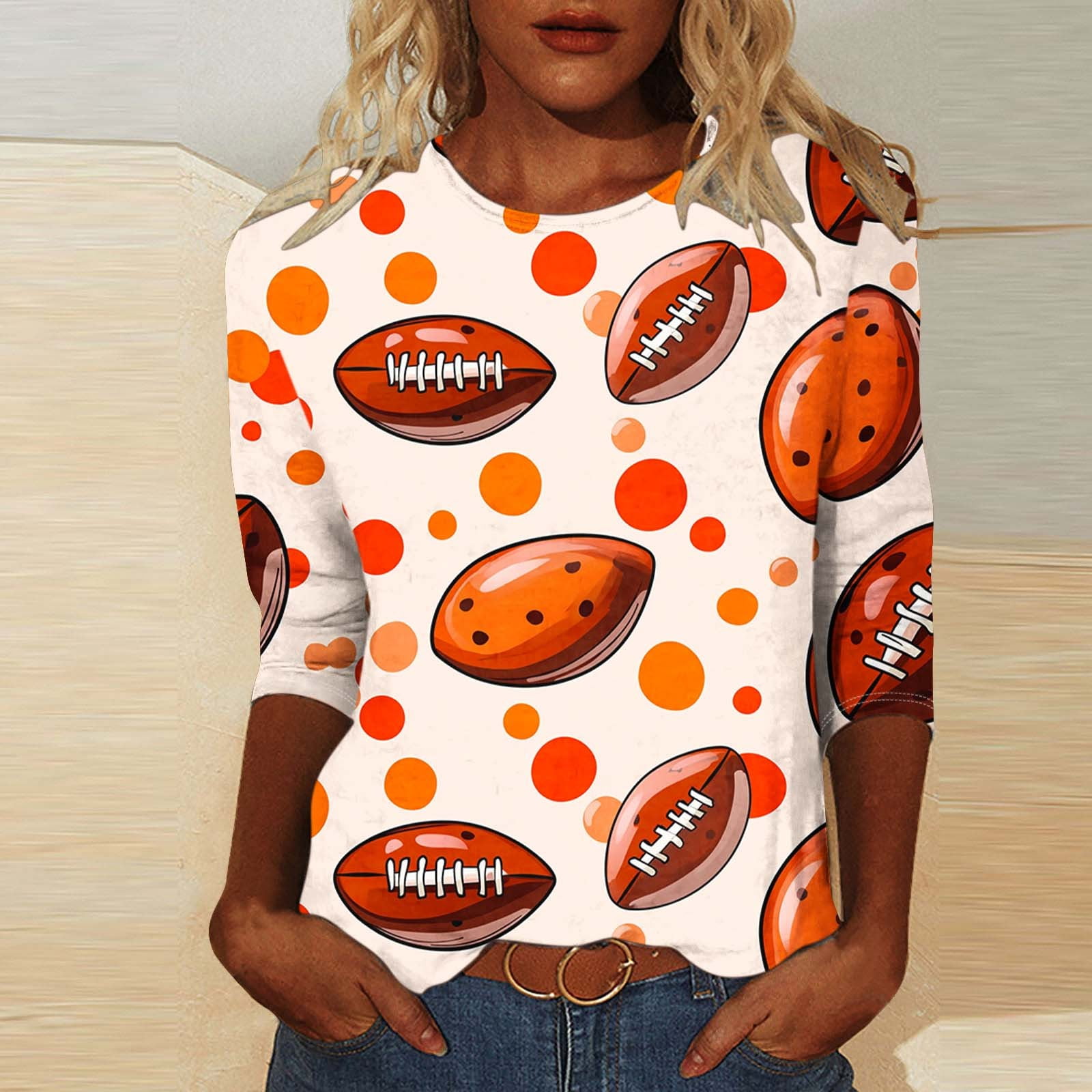 Gamivast Game Day Shirts Women Football Plus Size 3/4 Sleeve Football ...