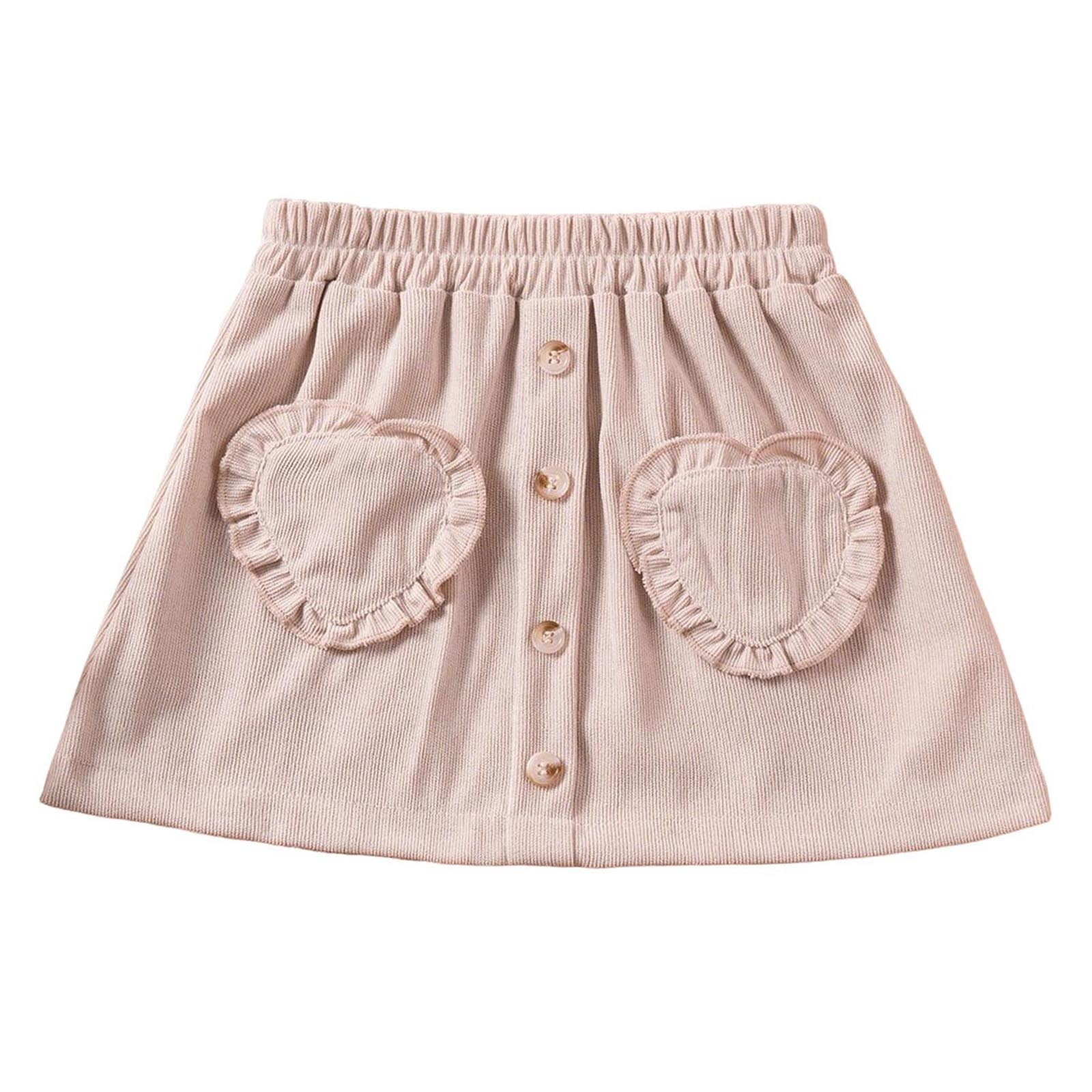 Gamivast Girls Skirt Heart High Elastic Waisted A-Line Corduroy Skirt ...