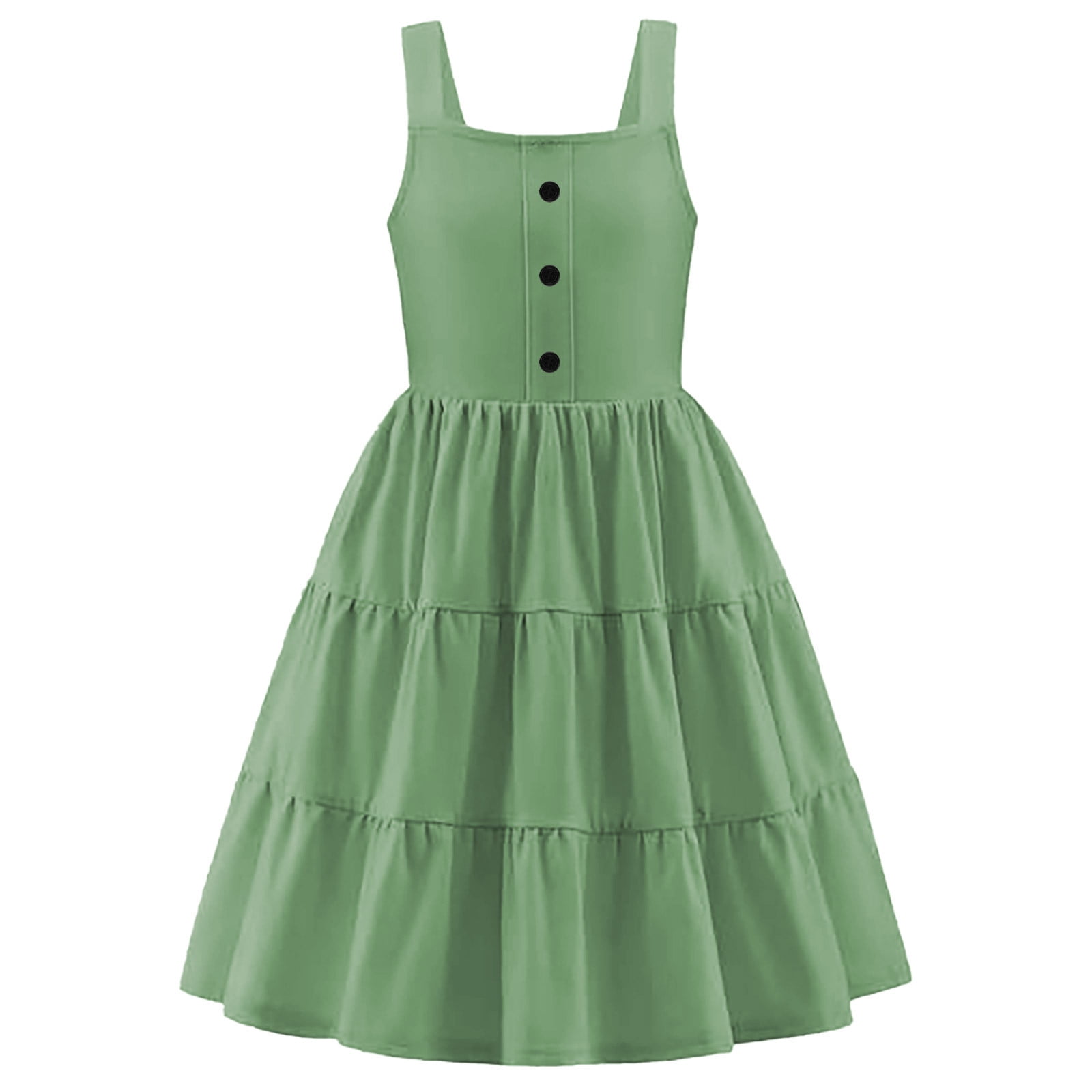 Gamivast Girls Summer Dress Sleeveless Button Down Midi Dress Strap ...