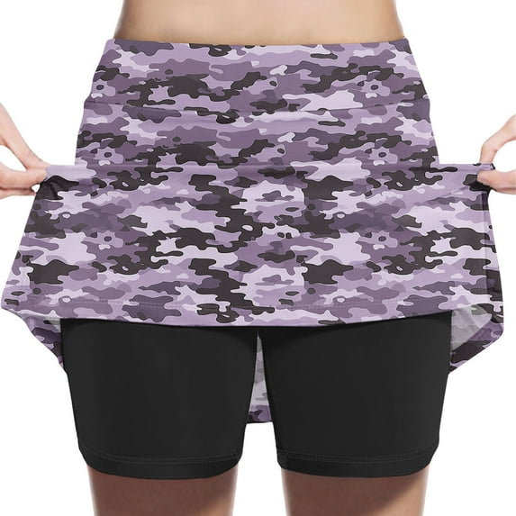 Gamivast Girls Tennis Skirt High-Waisted Camouflage A-Line Skort with ...