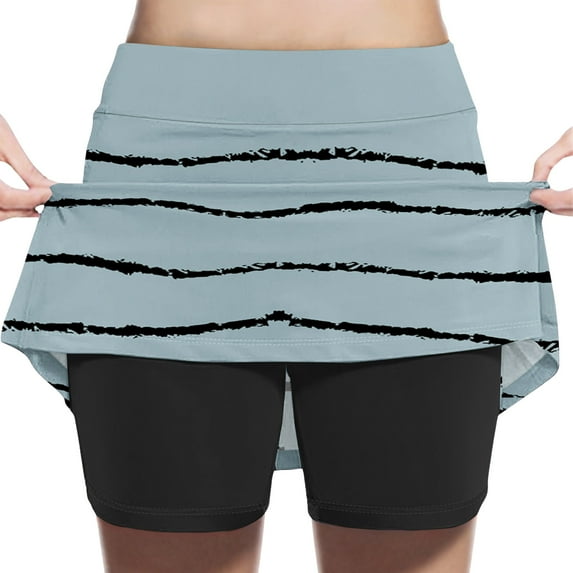 Gamivast Girls Tennis Skirt with Built-in Shorts Stripe High-Waisted ...