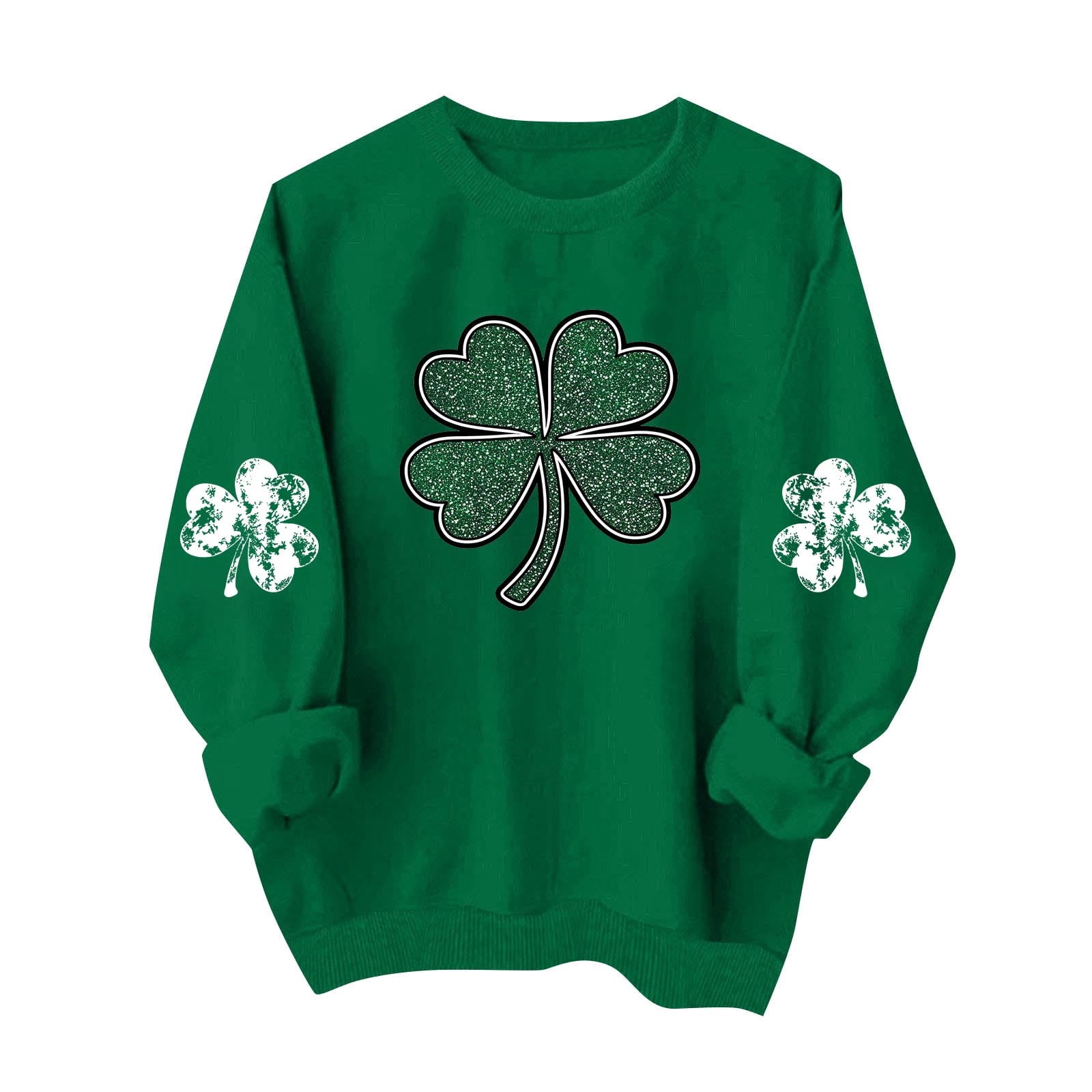 Gamivast Graphic Sweatshirts for Women Sparkly Shamrock Long Sleeve ...