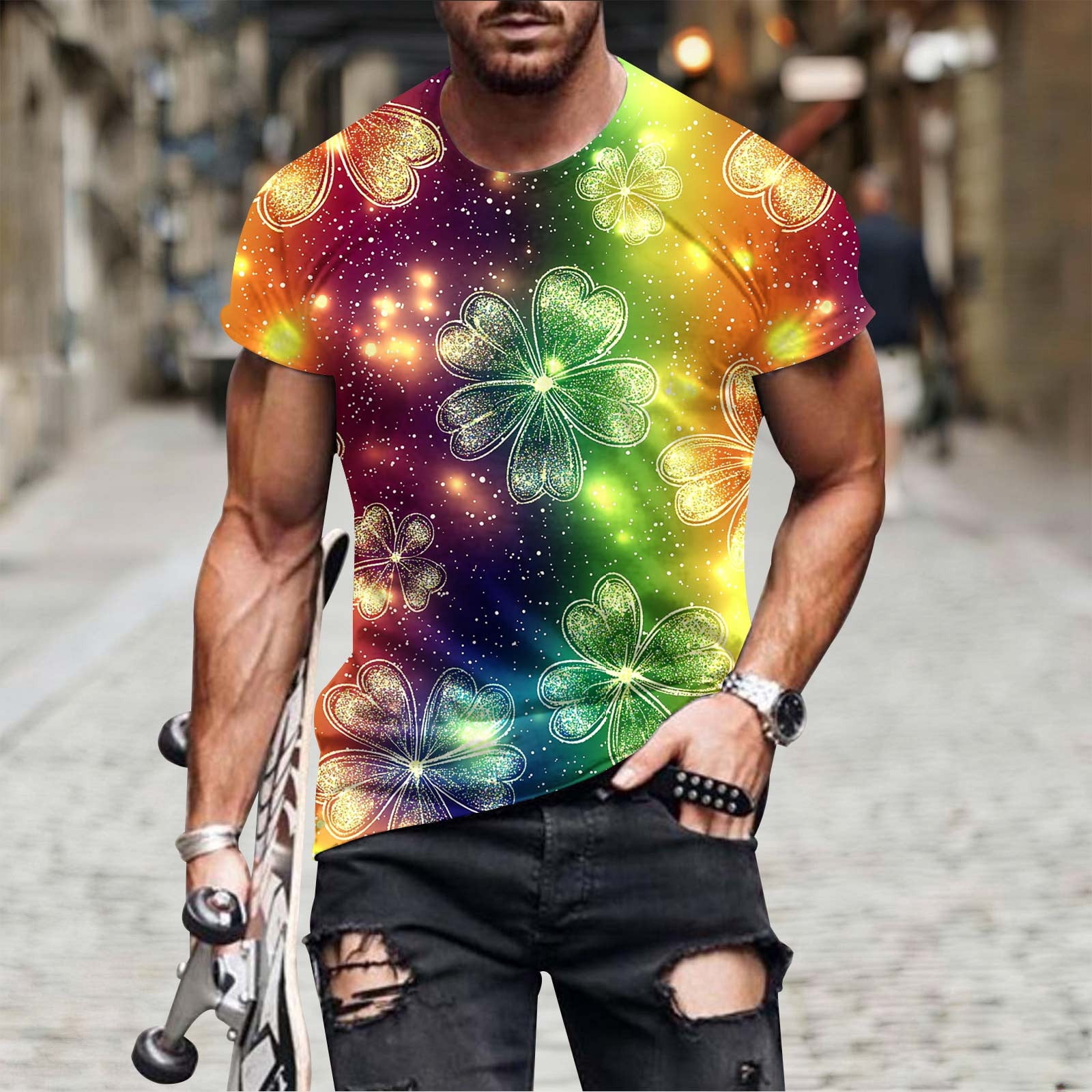 Gamivast Graphic T Shirts for Men Print Muscle Fit Crew Neck T-Shirts ...