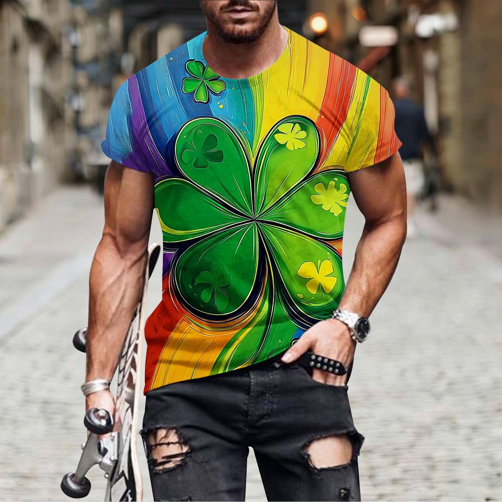 Gamivast Graphic T Shirts for Men Print Muscle Fit Crew Neck T-Shirts ...