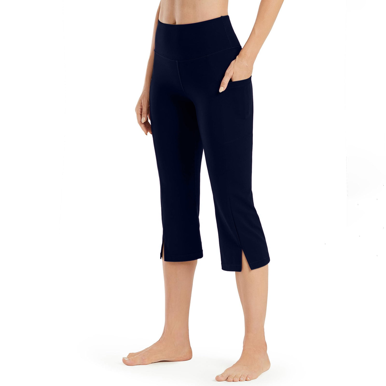 Gamivast High Waisted Basic Capri Leggings for Women Soft Comfy Slim ...