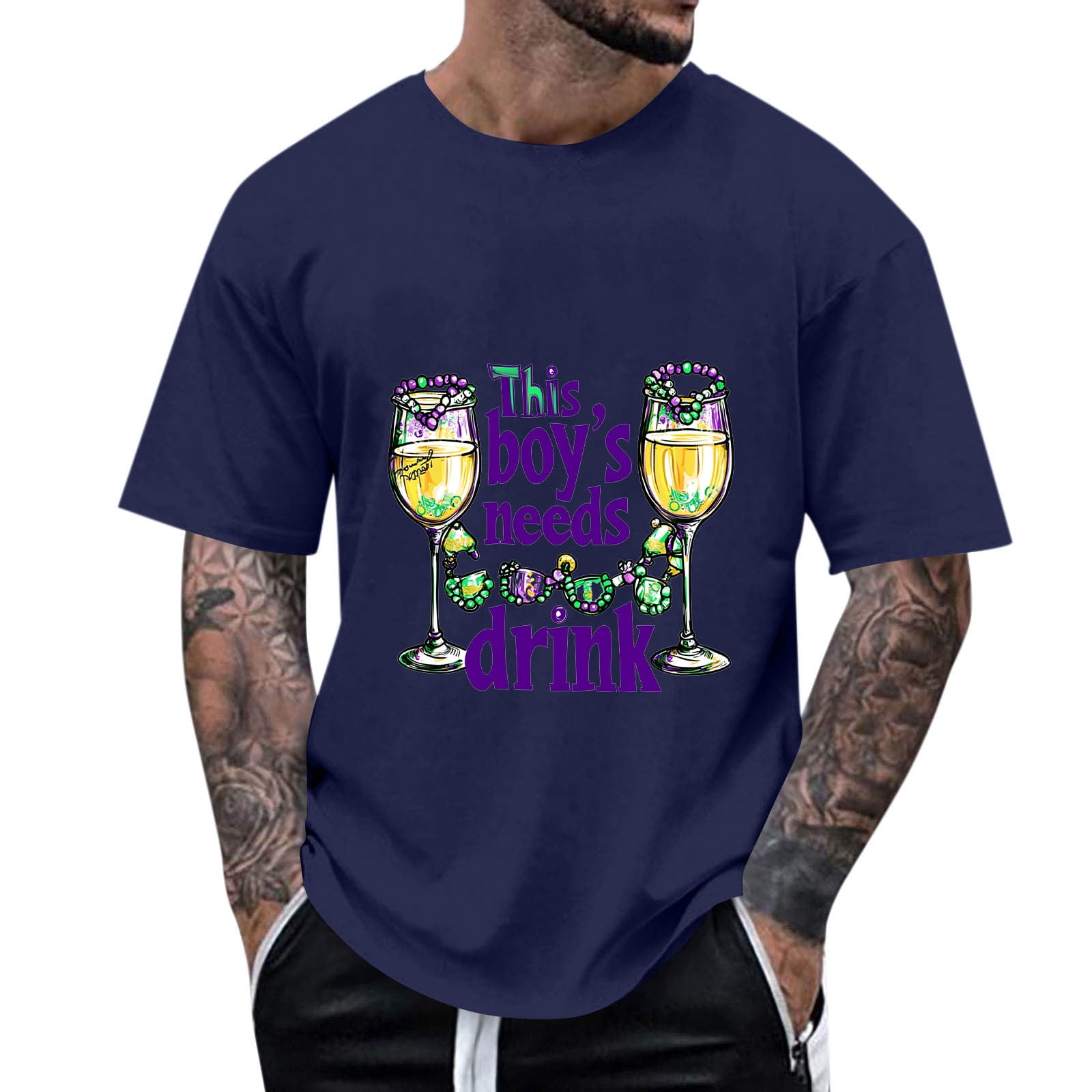 Gamivast Mardi Gras Shirts for Men Regular Fit Soft Crew Neck Funny ...