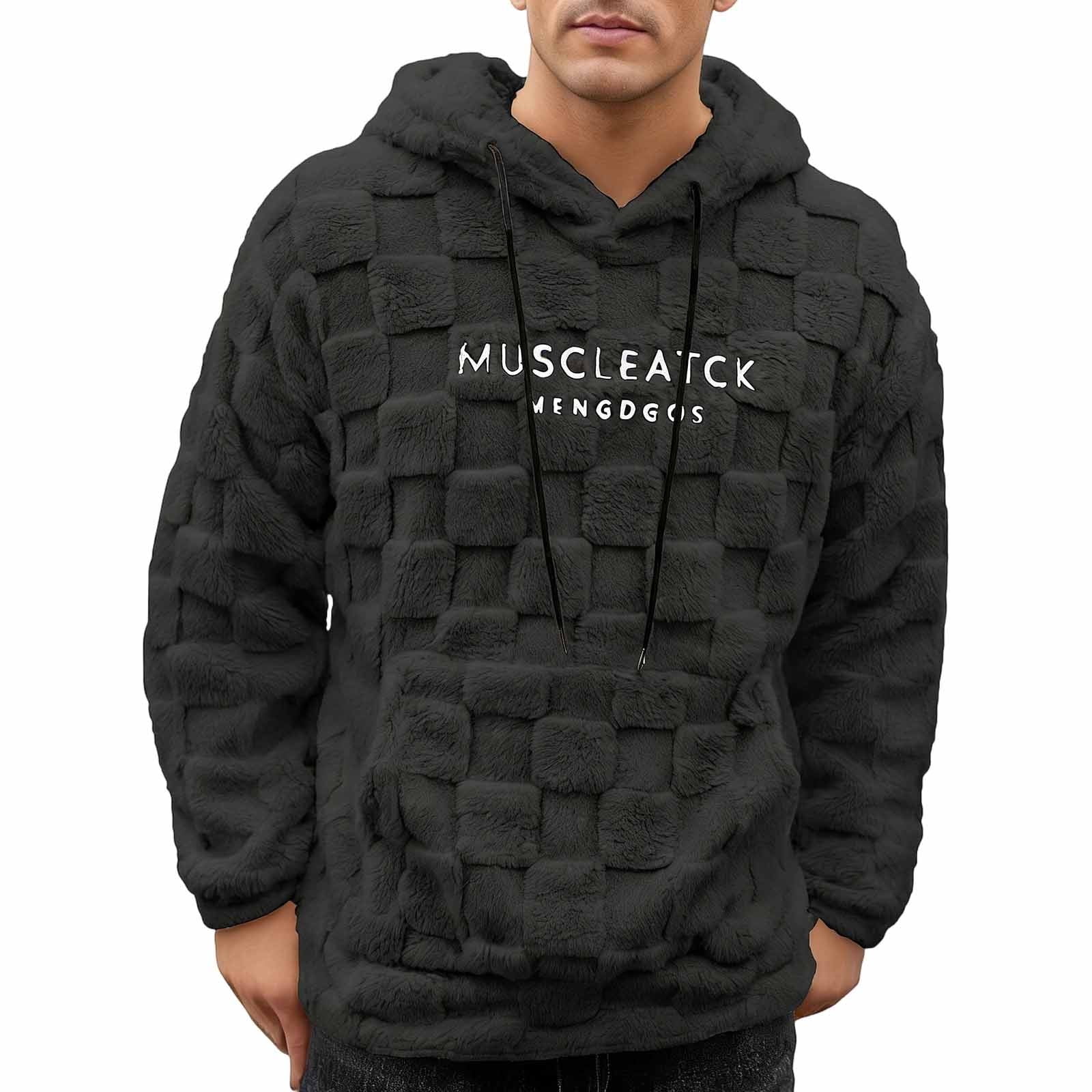 Gamivast Mens Hoodies Pullover Fuzzy Fleece Long Sleeve Hooded ...