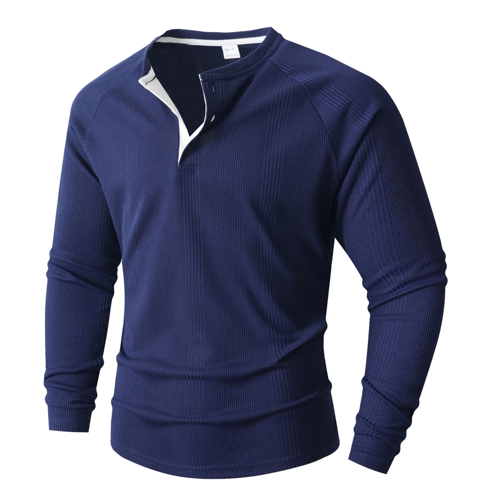 Gamivast Mens Long Sleeve Tee Shirts Ribbed Henley Sweatshirts Slim-Fit ...