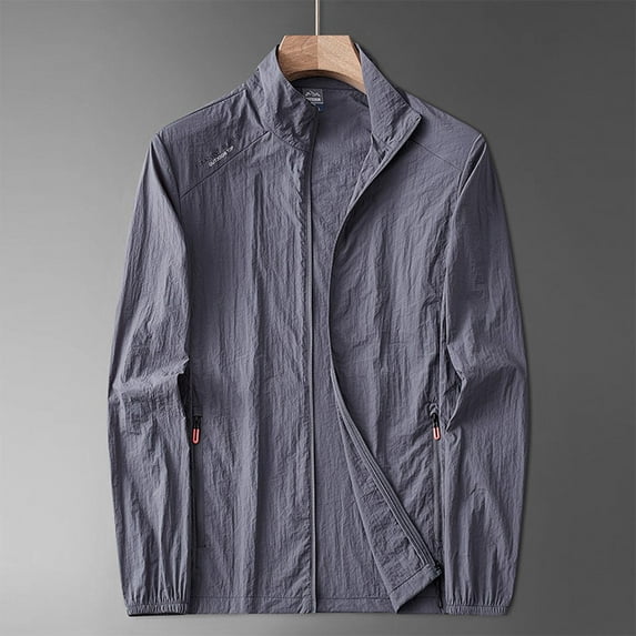 Gamivast Mens Sun Jacket Stand Collar Cooling Jackets Textured ...
