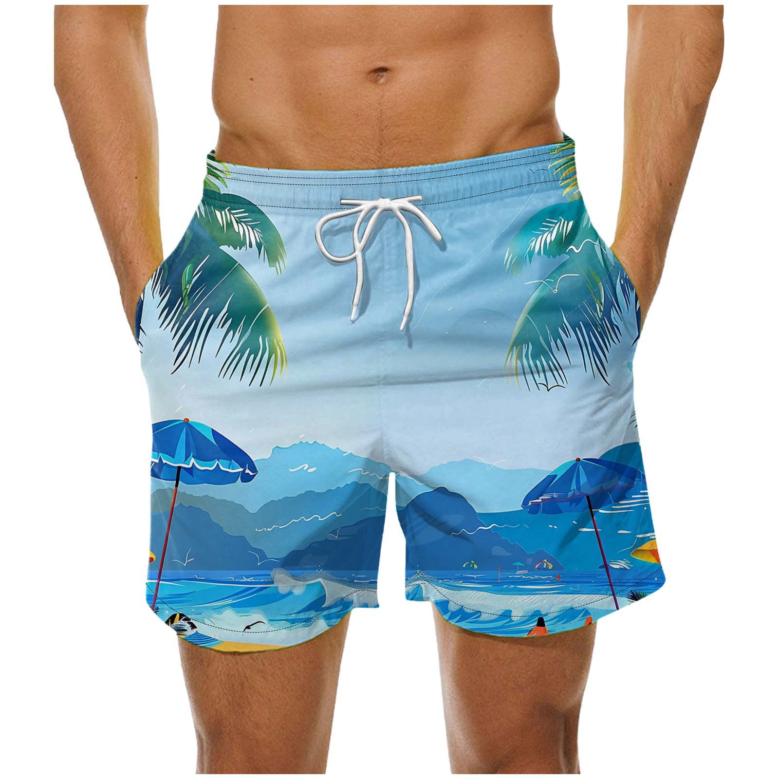 Gamivast Mens Swimming Trunks Palm Tree Graphic Elastic Waist Bathing ...