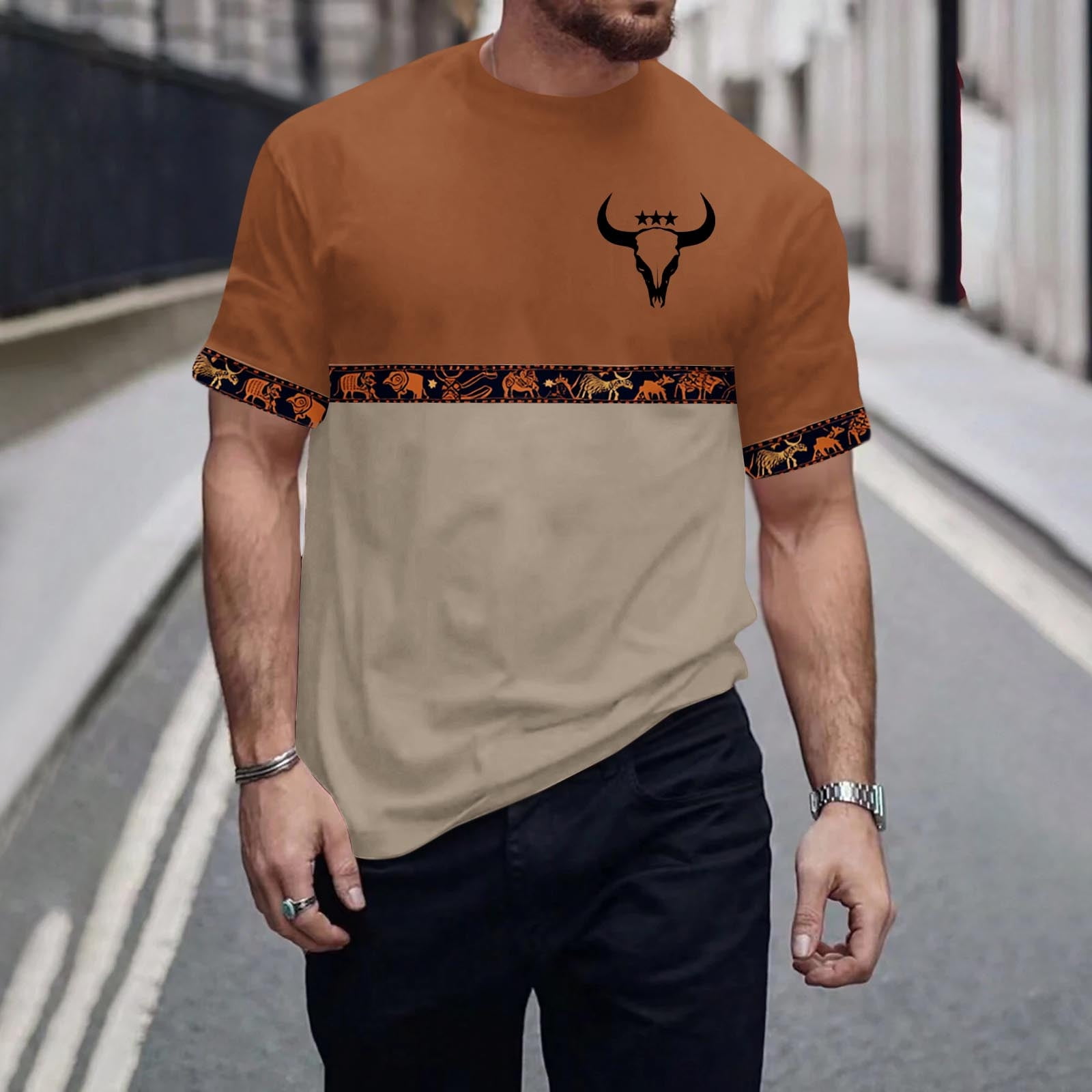 Gamivast Mens T Shirts Graphic Regular Fit Crew Neck Short Sleeve ...