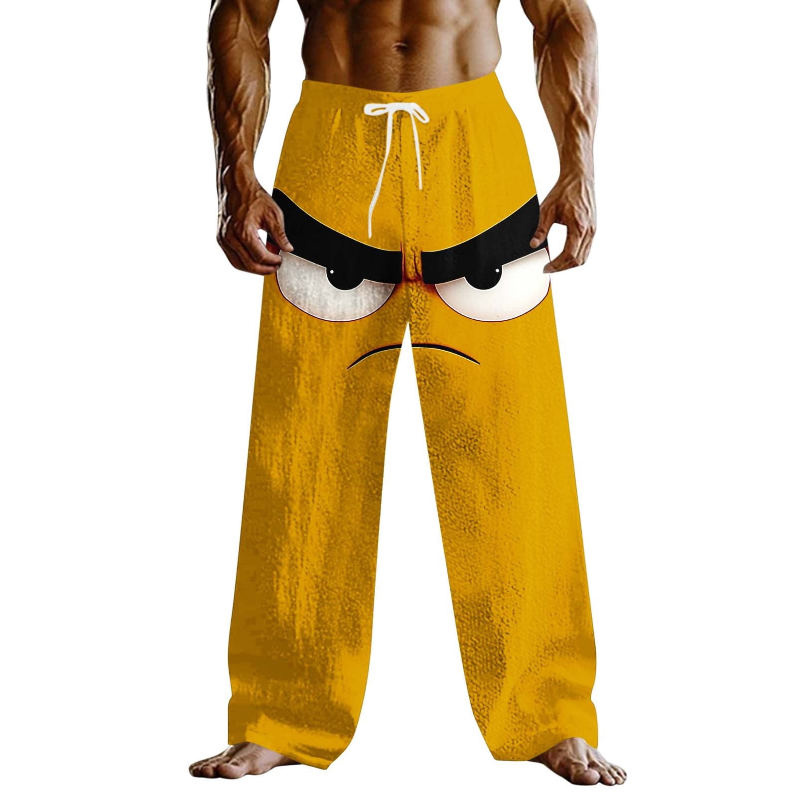 Gamivast Pants for Men Baggy Grumpy Face 3D Printed Straight Leg Sweat ...