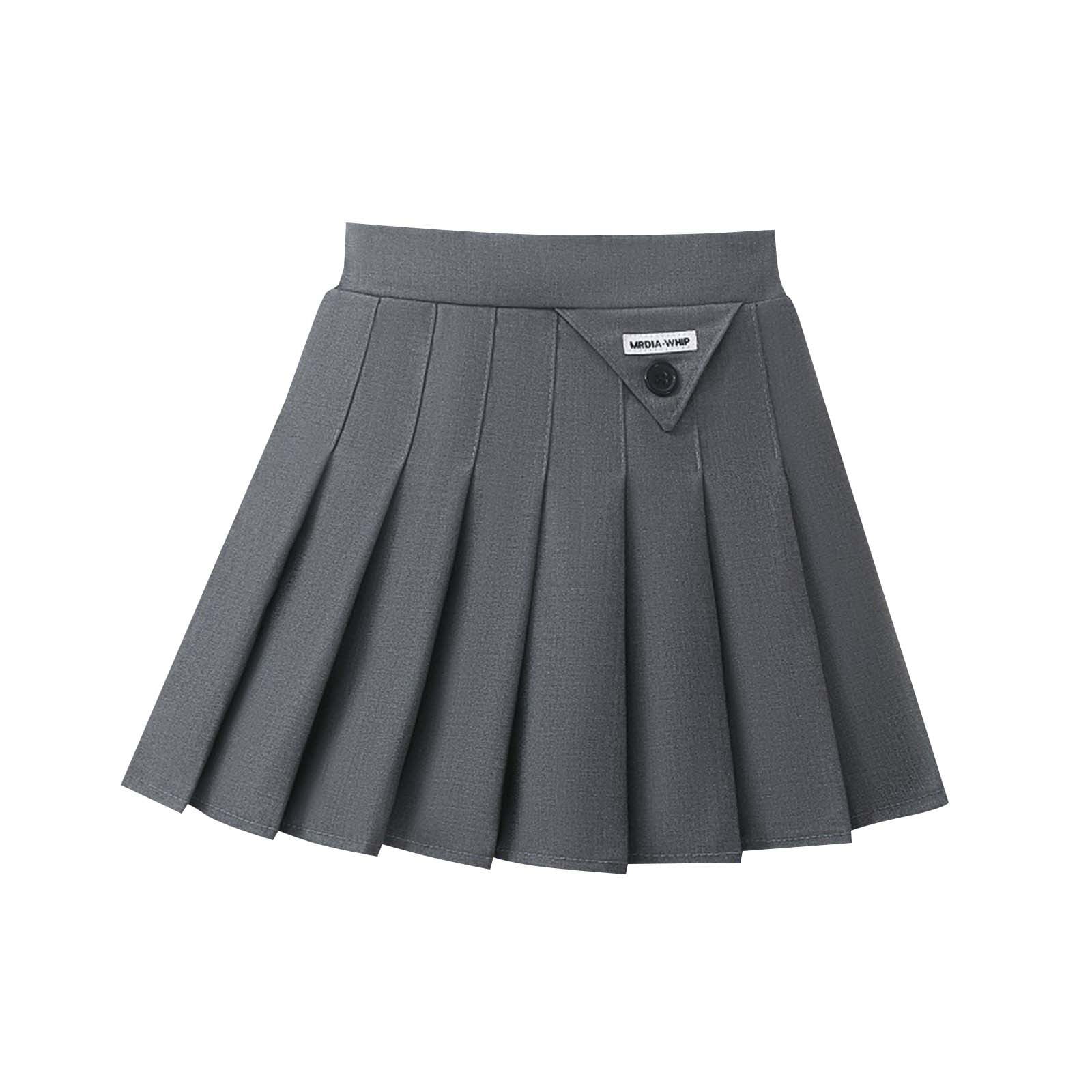 Gamivast Plaid Uniform Skirts for Girls Cute Elastic Waist Pleated ...