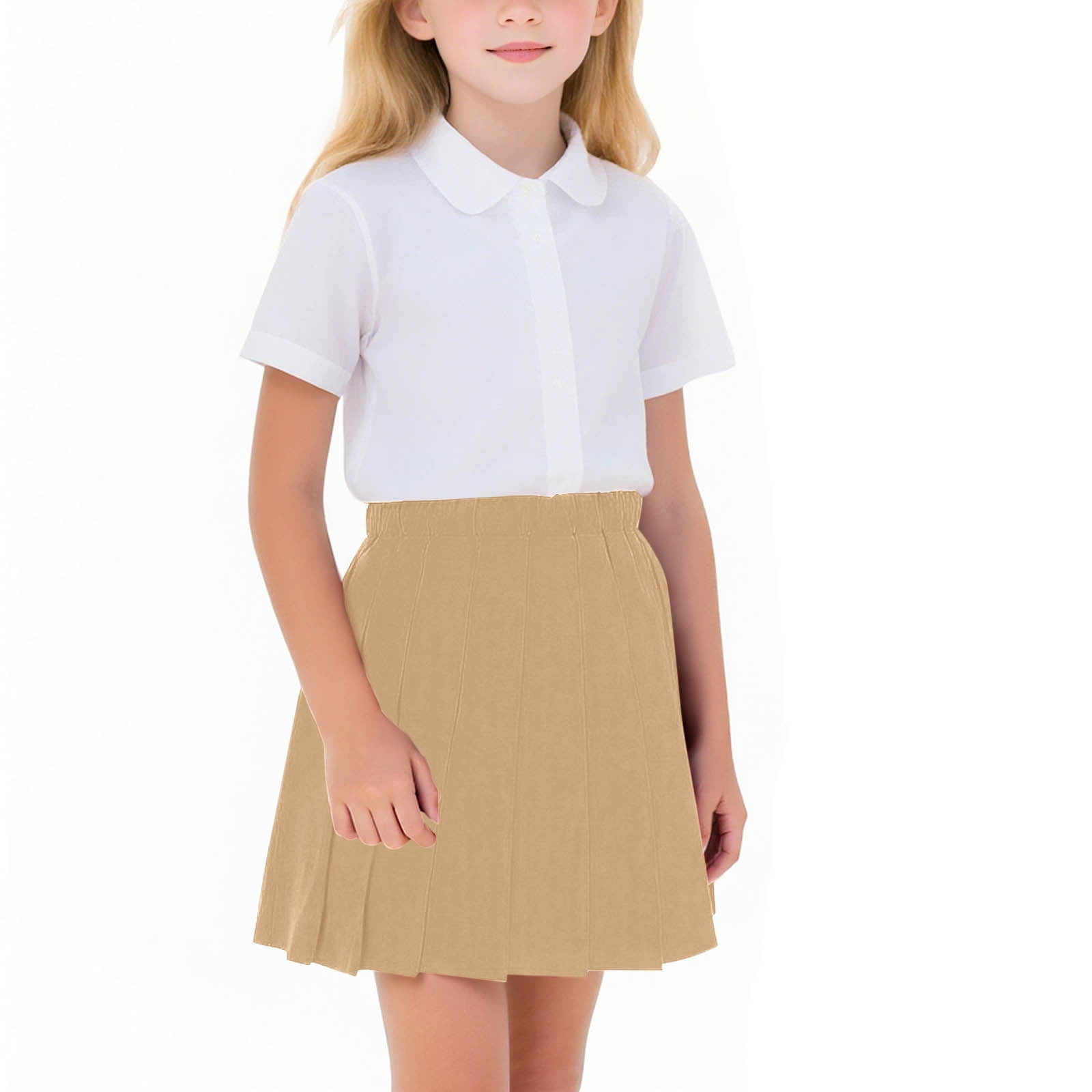 Gamivast Pleated Skirts for Girls Kids Elastic Waist Preppy Pull-on ...