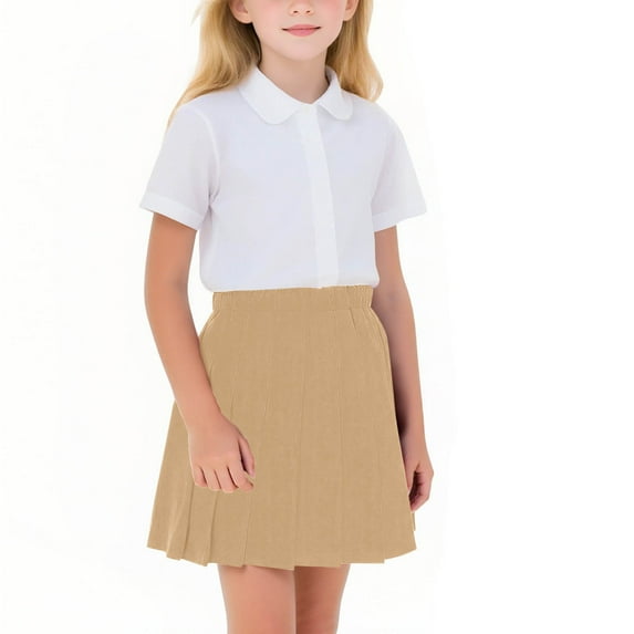 Gamivast Pleated Skirts for Girls Kids Elastic Waist Preppy Pull-on ...
