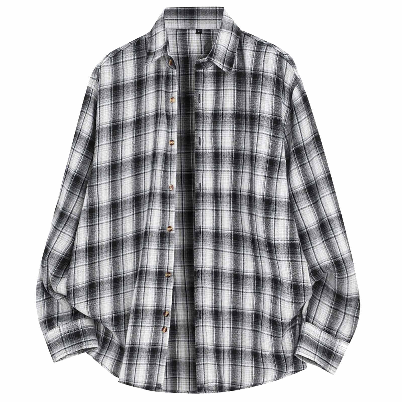 Gamivast Plus Size Mens Flannel Shirts Long Sleeve Plaid Oversized Button up Sweatshirts Casual ...