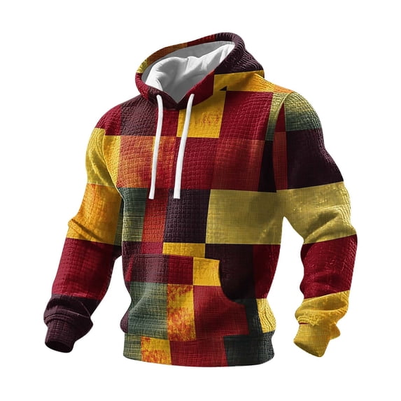 Gamivast Plus Size Mens Graphic T-Shirts Hooded Patchwork Print Long ...