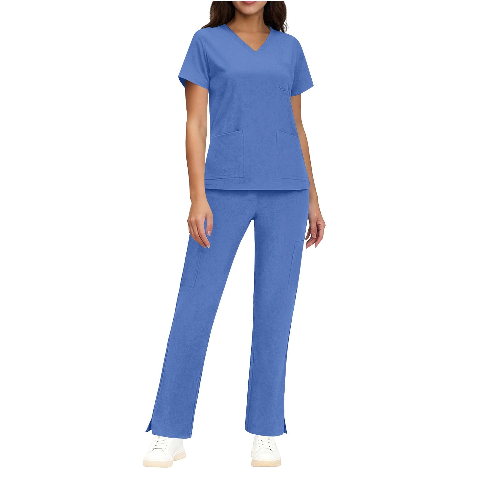 Gamivast Plus Size Womens Scrubs Set Loose Fit Elastic Waist Straight ...
