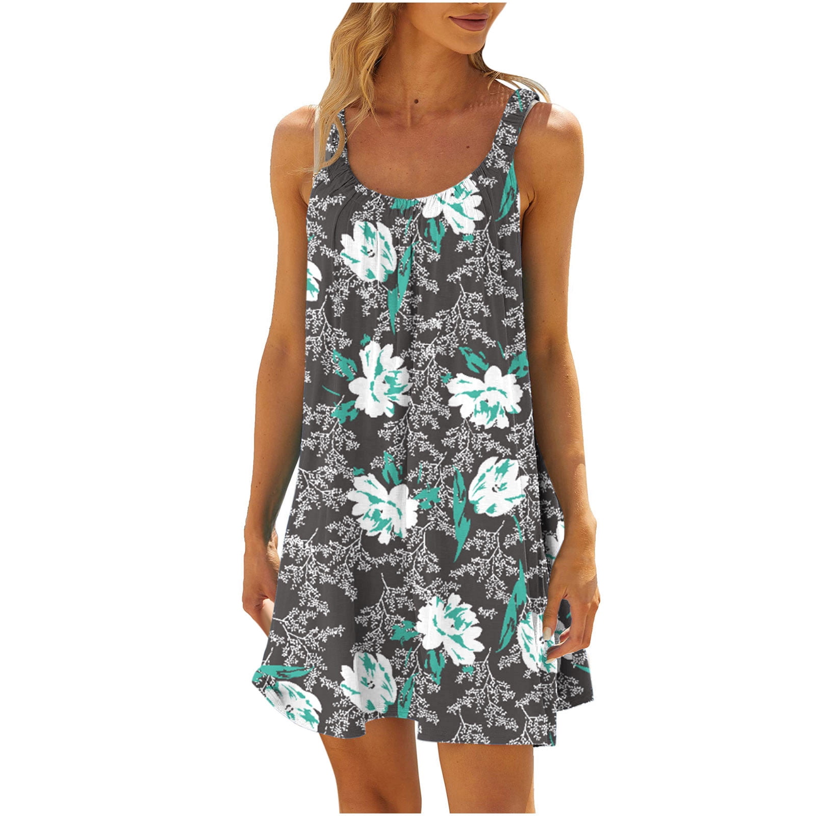 Gamivast Sleeveless Sundresses For Women Casual Summer Tropical Floral
