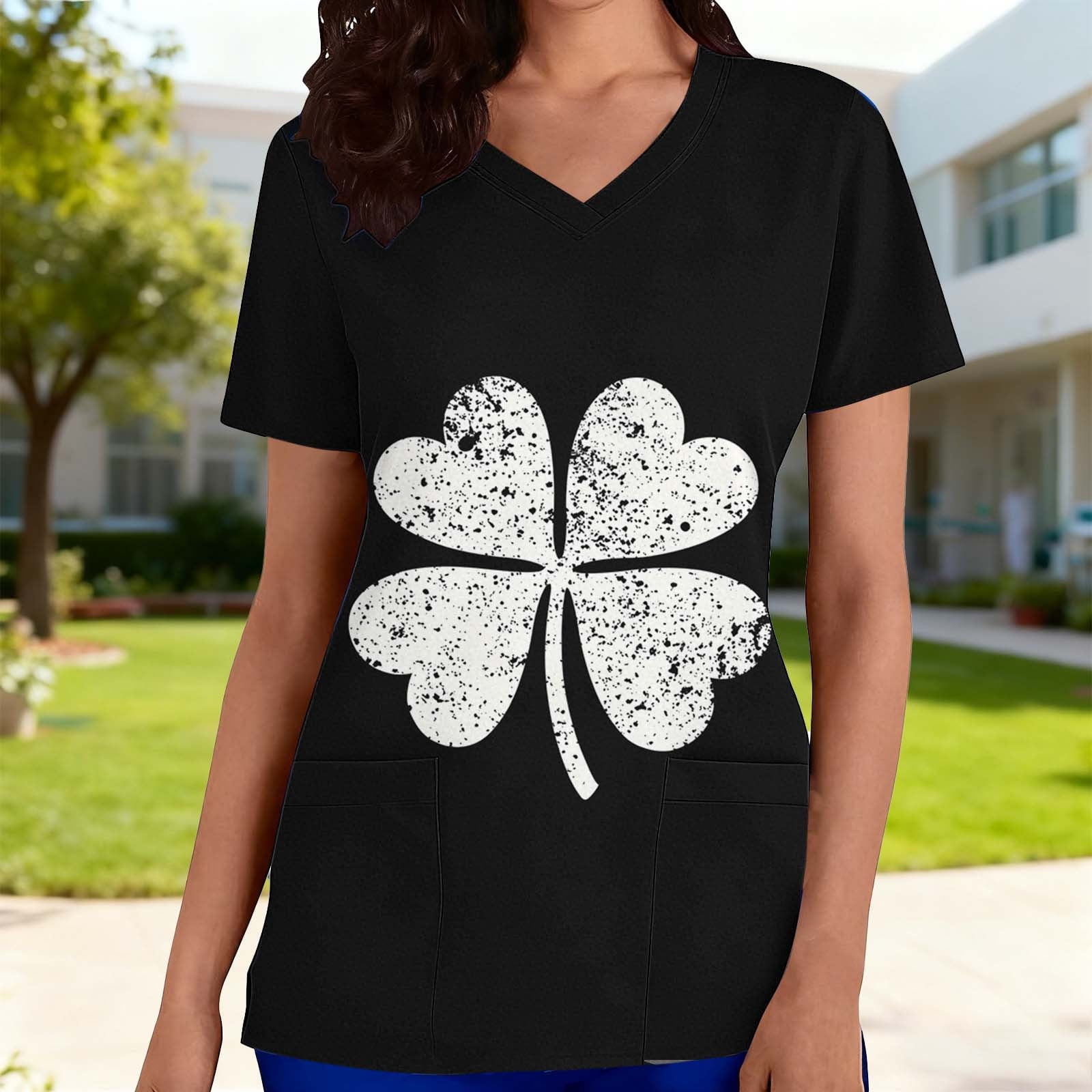 Gamivast St Patricks Day Scrubs for Women Plus Size Clover Graphic ...