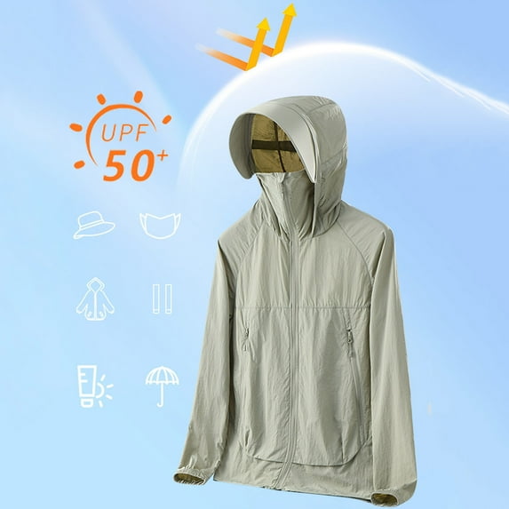 Gamivast Sun Hoodie for Men Zip up Face Mask UV Protection Clothing ...