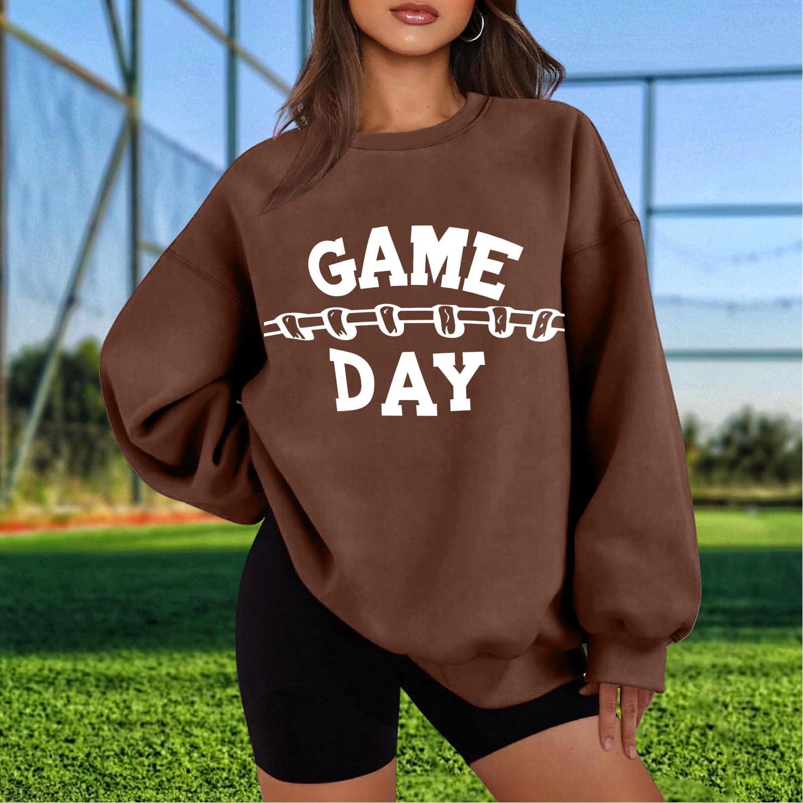 Gamivast Sweatshirts for Women Oversized Game Day Football Crewneck ...