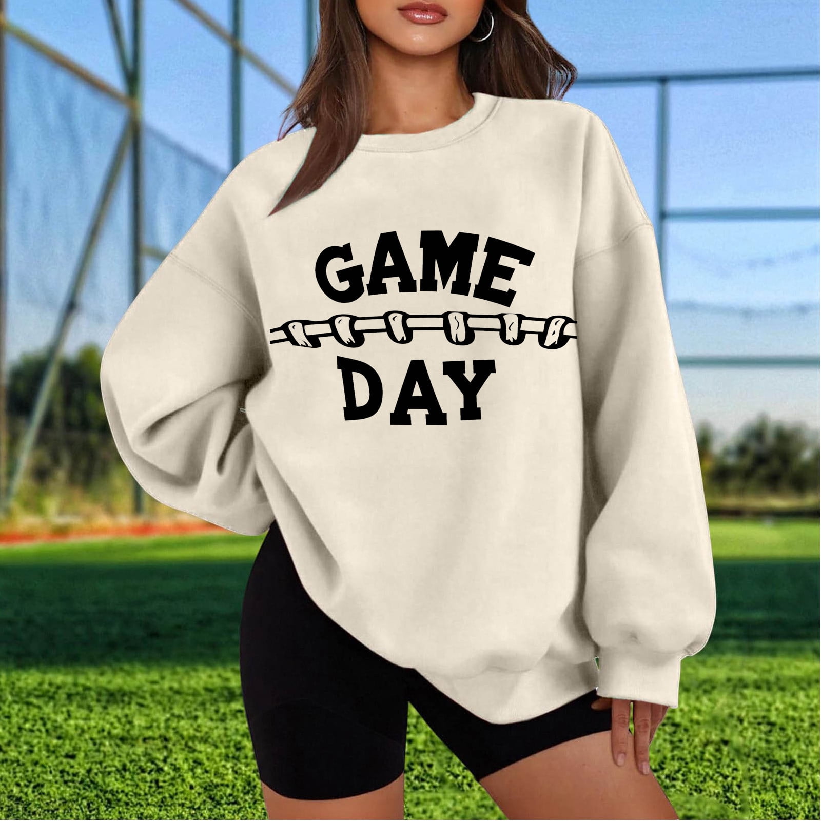 Gamivast Sweatshirts for Women Oversized Game Day Football Crewneck ...
