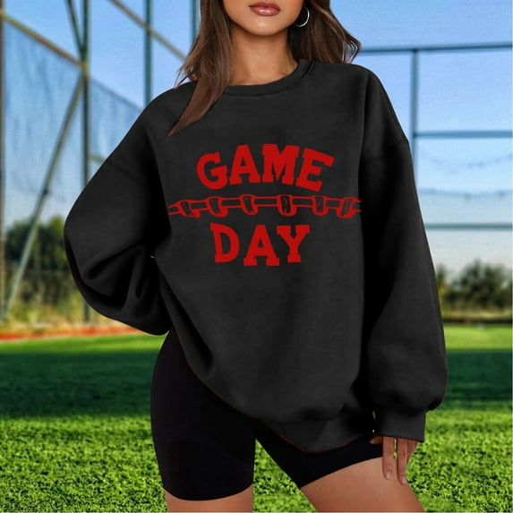 Gamivast Sweatshirts for Women Oversized Game Day Football Crewneck ...