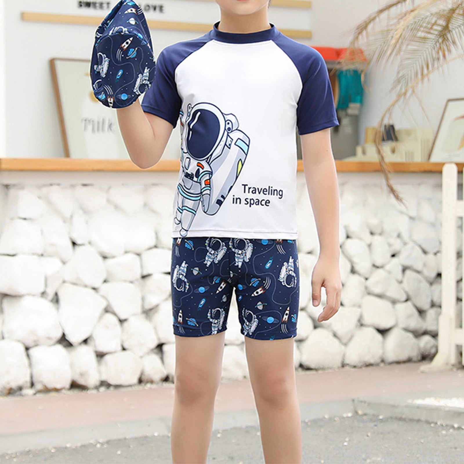 Gamivast Toddler Boy 3-Piece Swimwear Set Rash Guard Swimsuits Kids ...