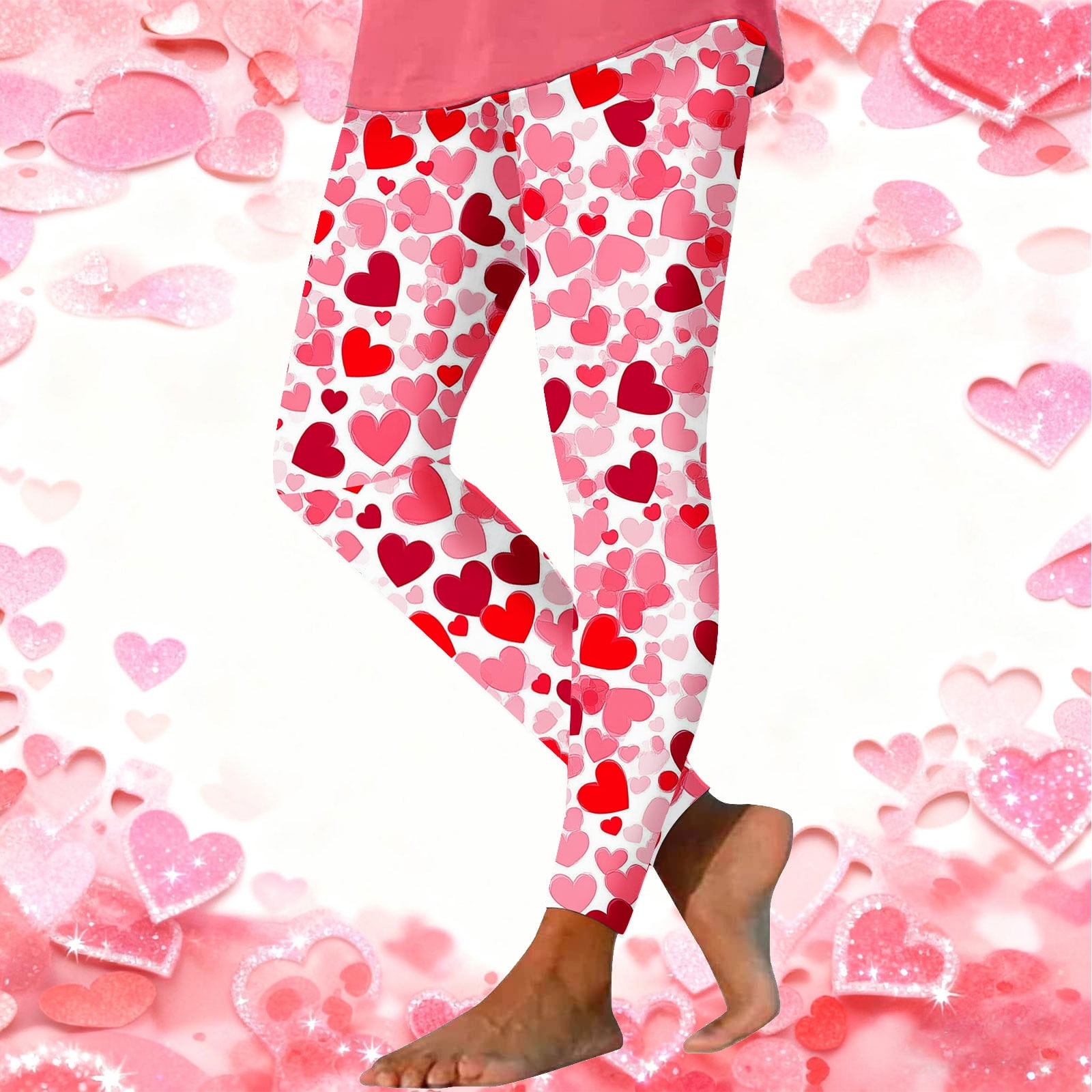 Gamivast Valentine's Day Leggings for Women Heart Graphic Stretchy High ...