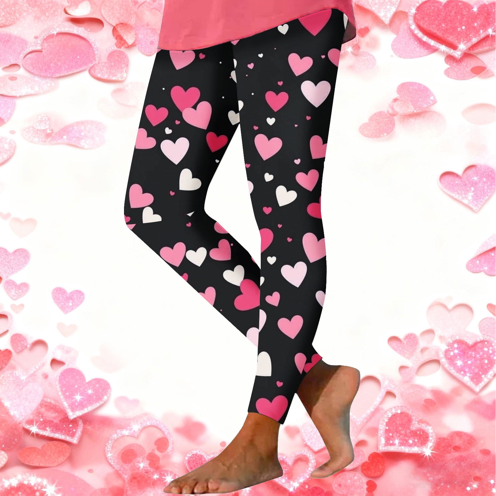 Gamivast Valentine's Day Leggings for Women Heart Graphic Stretchy High ...