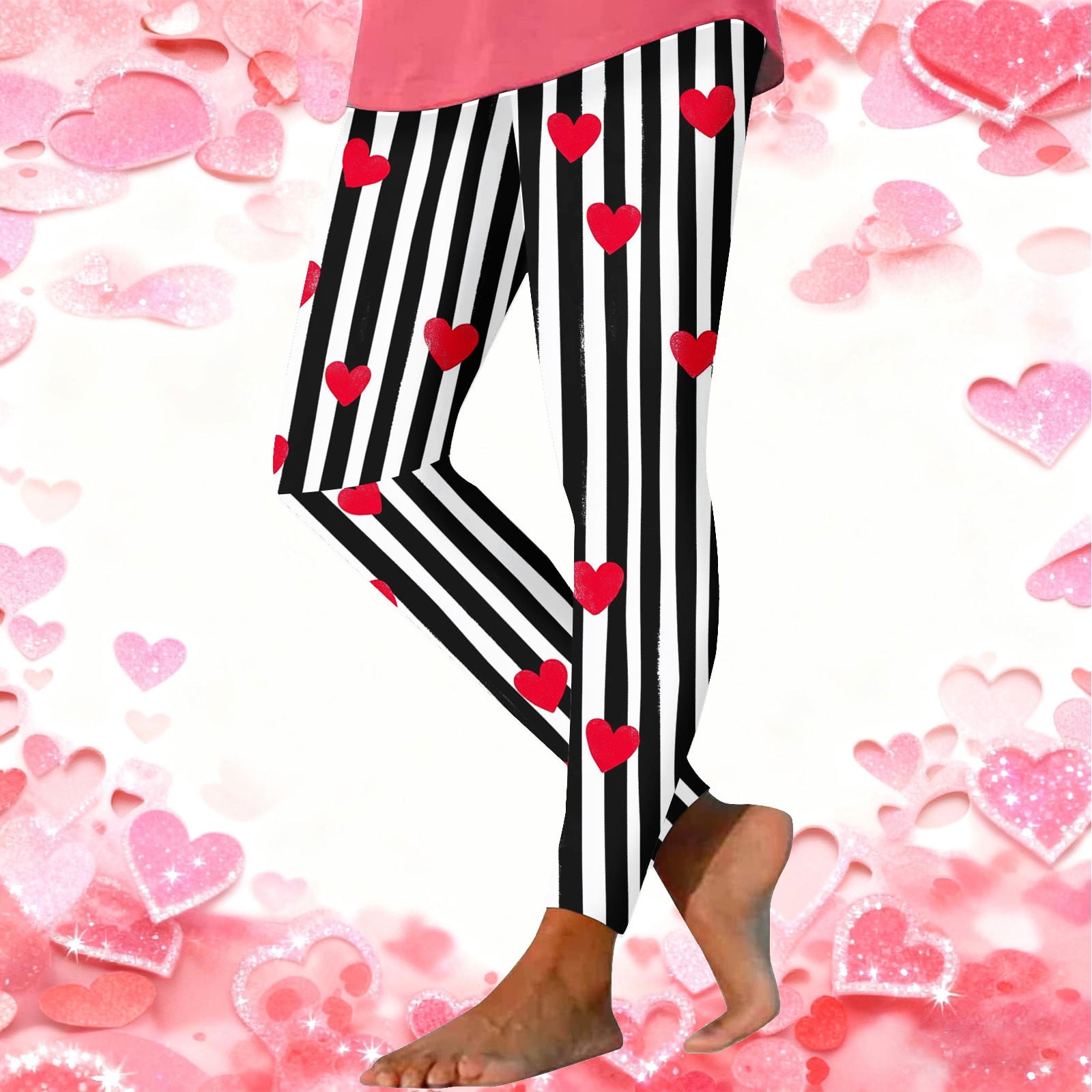Gamivast Valentine's Day Leggings for Women Heart Printed Tummy Control ...