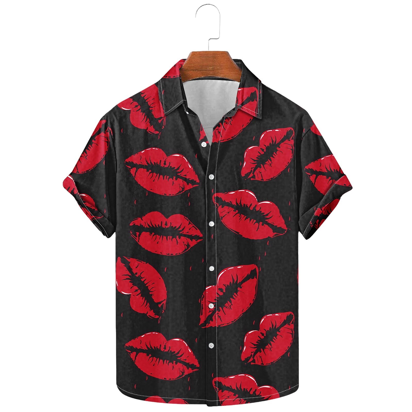 Gamivast Valentines Shirts for Men Heart Graphic Regular Fit Hawaiian ...