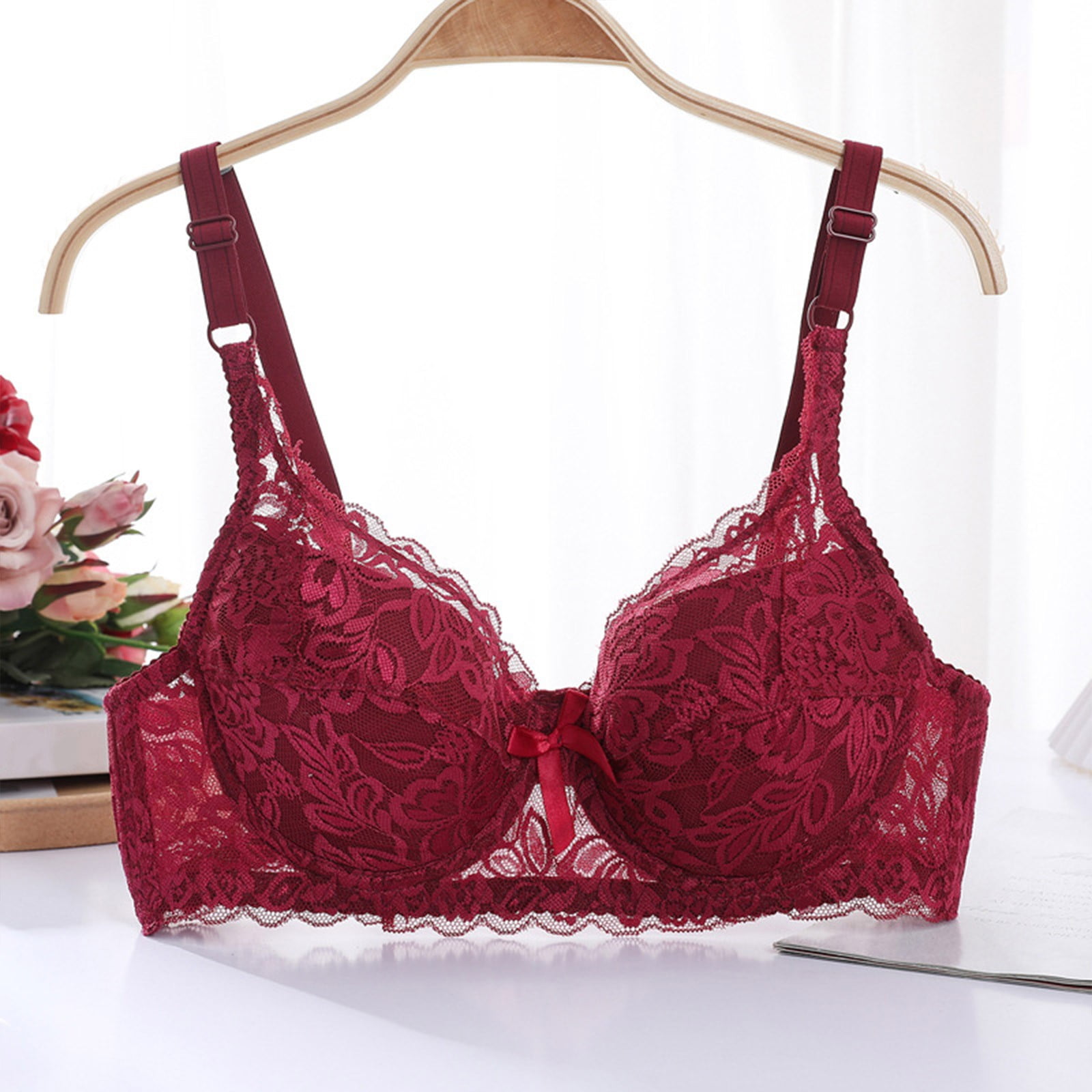 Gamivast Women's Sexy Lace Bra Plus Size Embroidered Sheer Unpadded ...