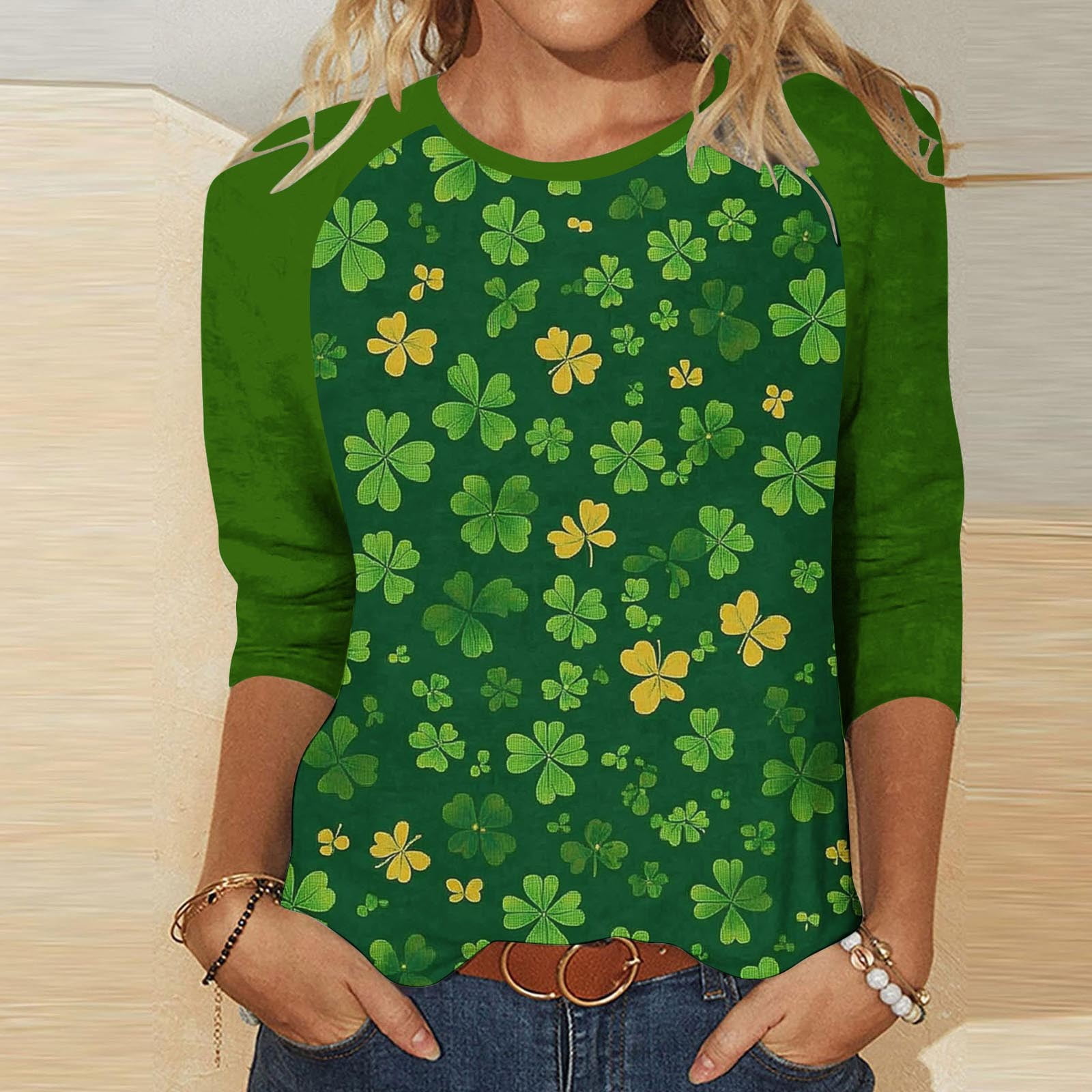 Gamivast Womens St Patricks Day Sweatshirts Plus Size 3/4 Raglan Sleeve ...