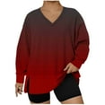 Gamivast Womens Sweatshirts Plus Size Gradient V Neck Side Split Casual ...