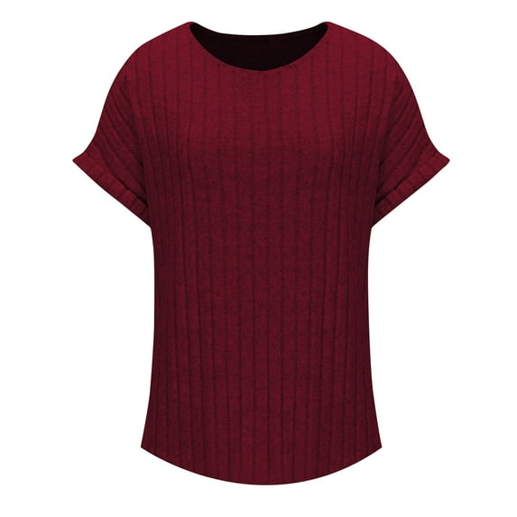Gamivast Womens Tops Plus Size Ribbed Knit Short Sleeve Soft Blouses ...
