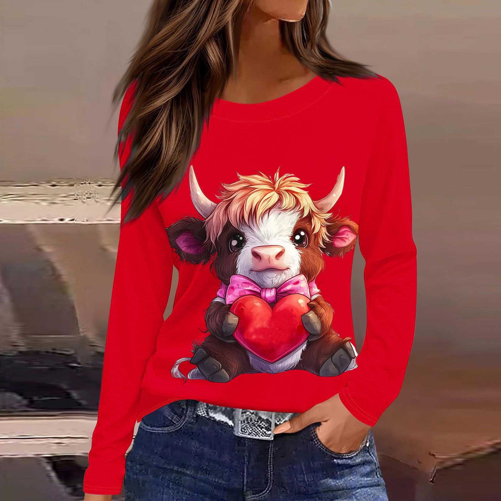 Gamivast Womens Valentines Day Sweatshirts Plus Size Cute Crew Neck ...
