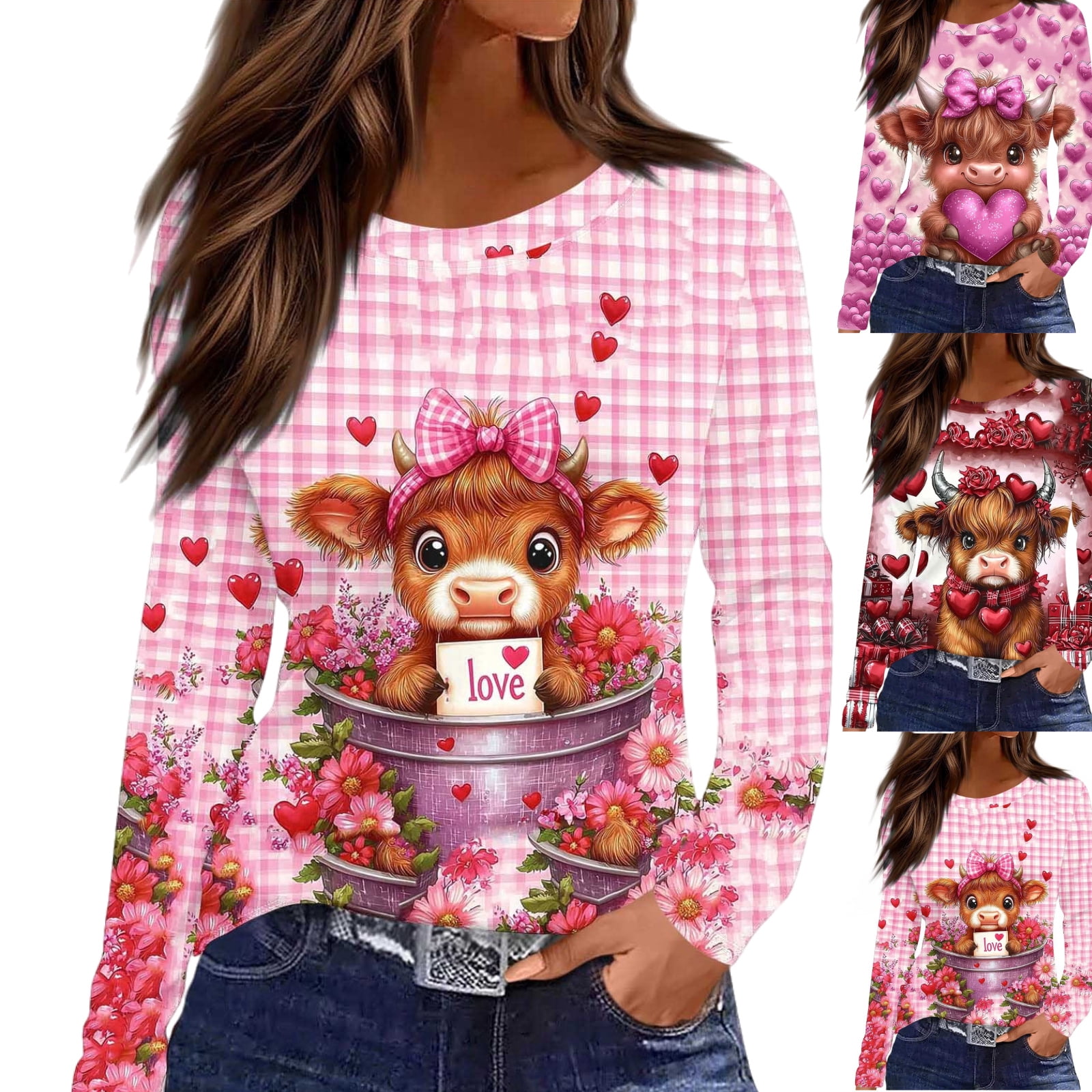 Gamivast Womens Valentines Day Sweatshirts Plus Size Cute Crew Neck ...