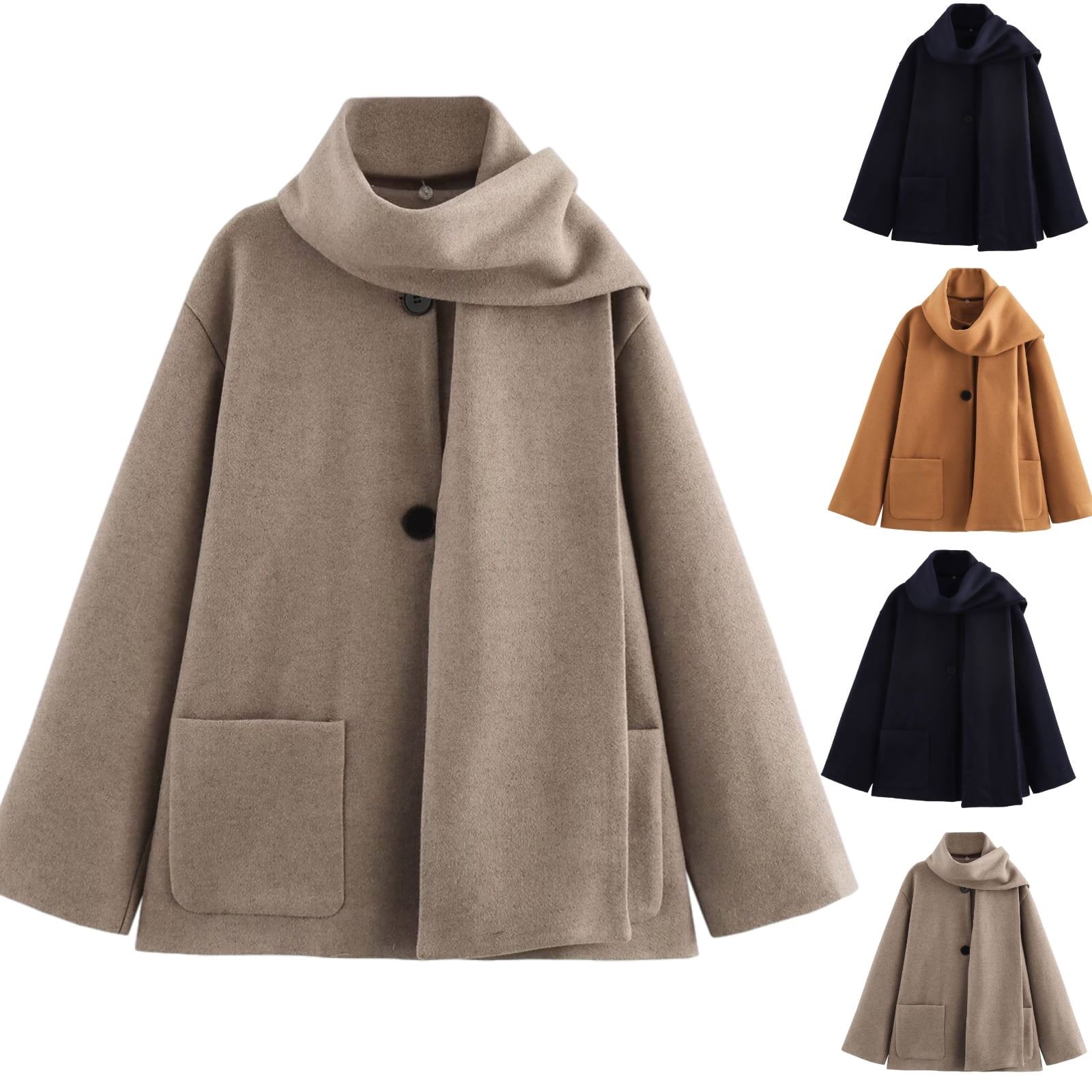 Gamivast Wool Coat for Women Oversized Drop Shoulder Button up Peacoats ...