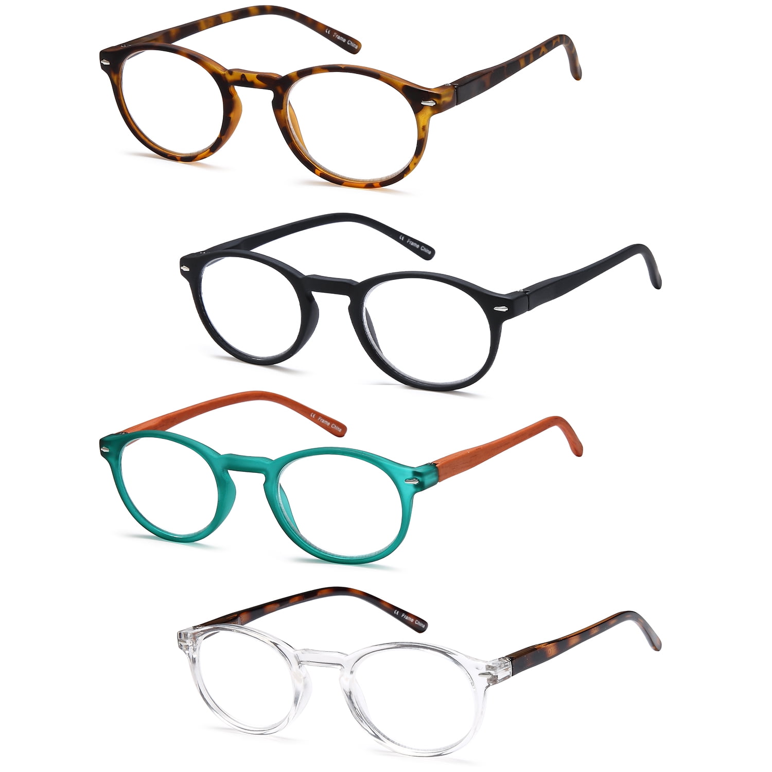 Gamma Ray Clear Multipack Reading Glasses - 4 Pairs, Spring Hinge ...