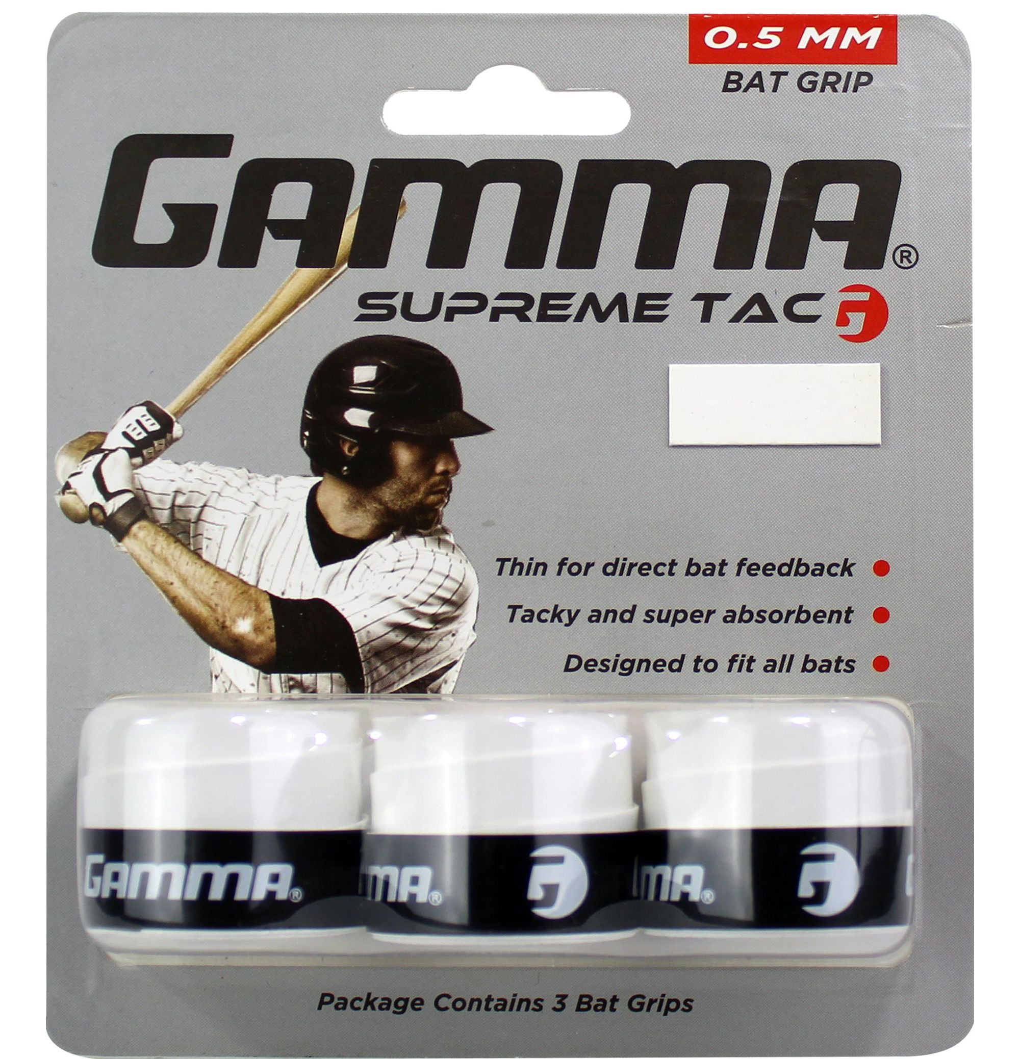 Gamma Supreme Tac Baseball Grip 3-Pack White - Walmart.com